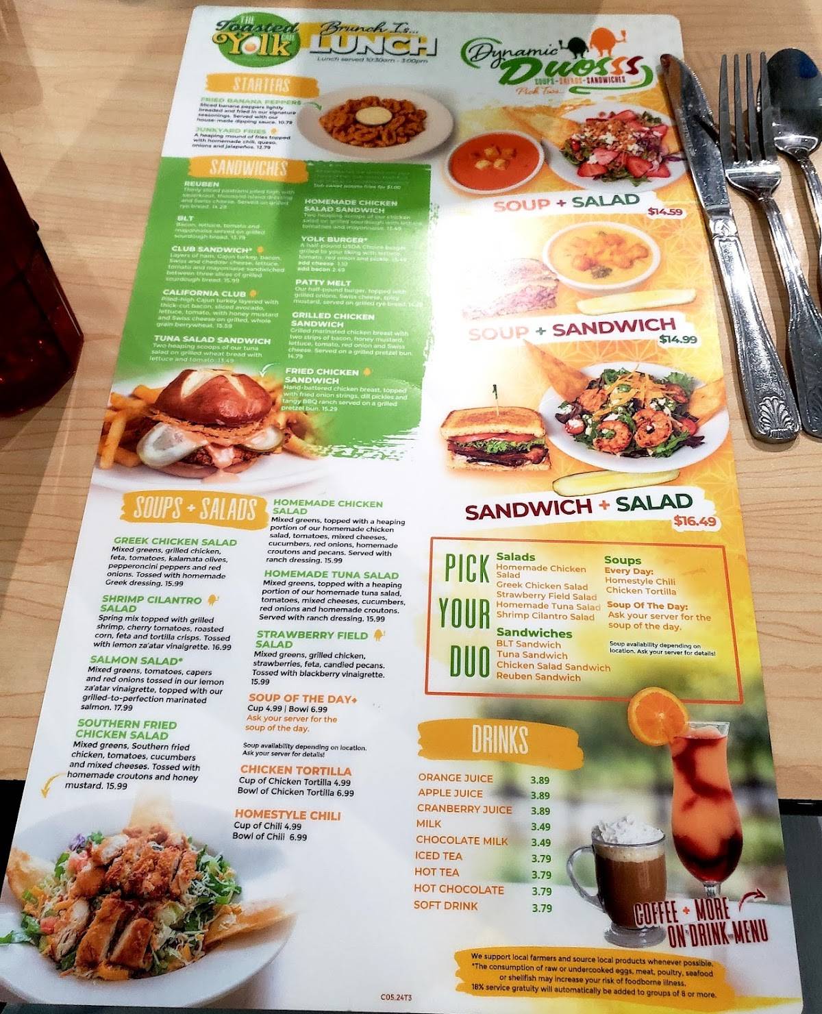 Menu at The Toasted Yolk Cafe, Bradenton