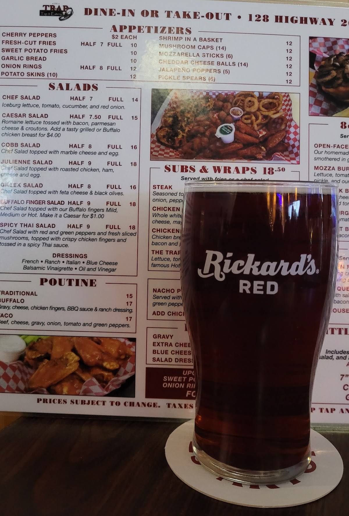 Menu at The Trap pub & bar, Pelham, 128 Hwy 20 E