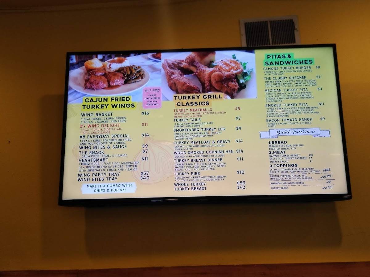 Menu at The Turkey Grill restaurant, Detroit