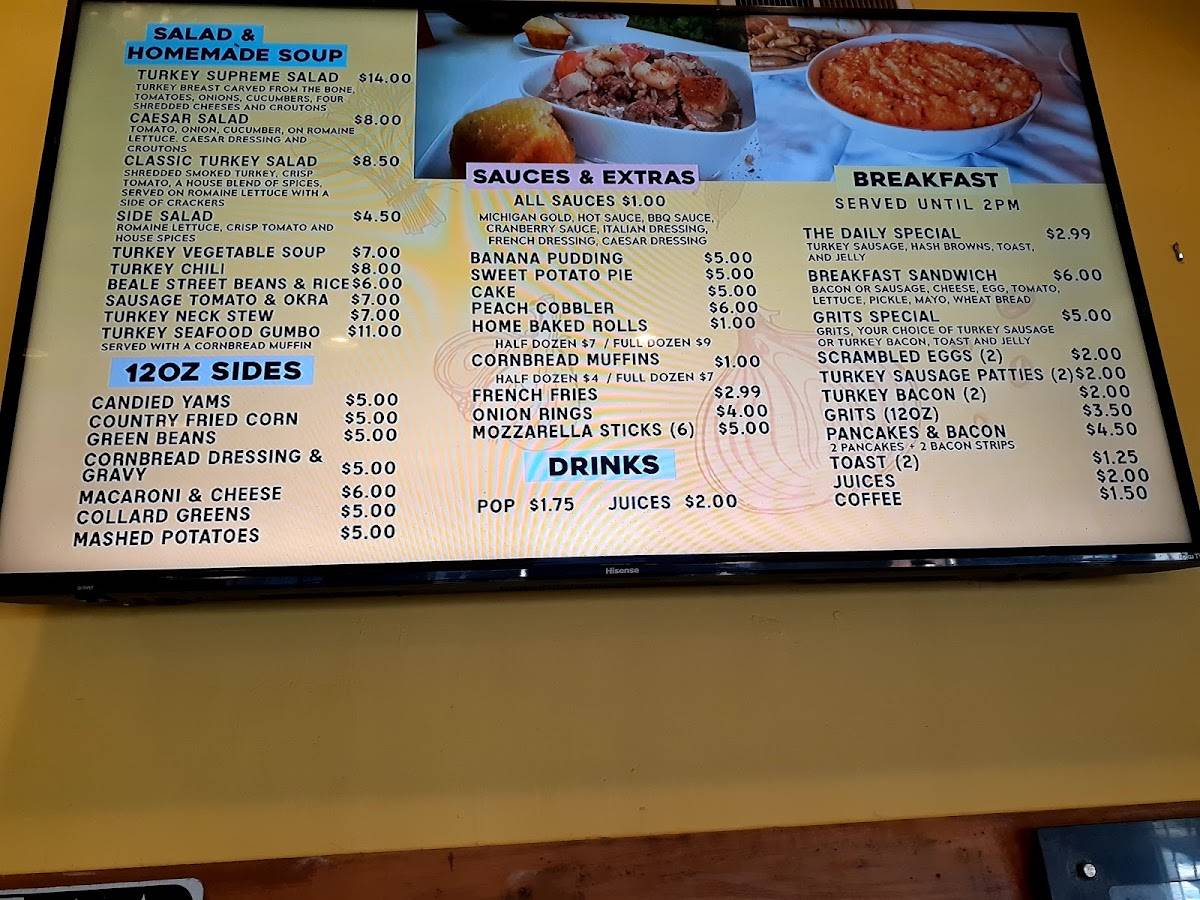 Menu at The Turkey Grill restaurant, Detroit