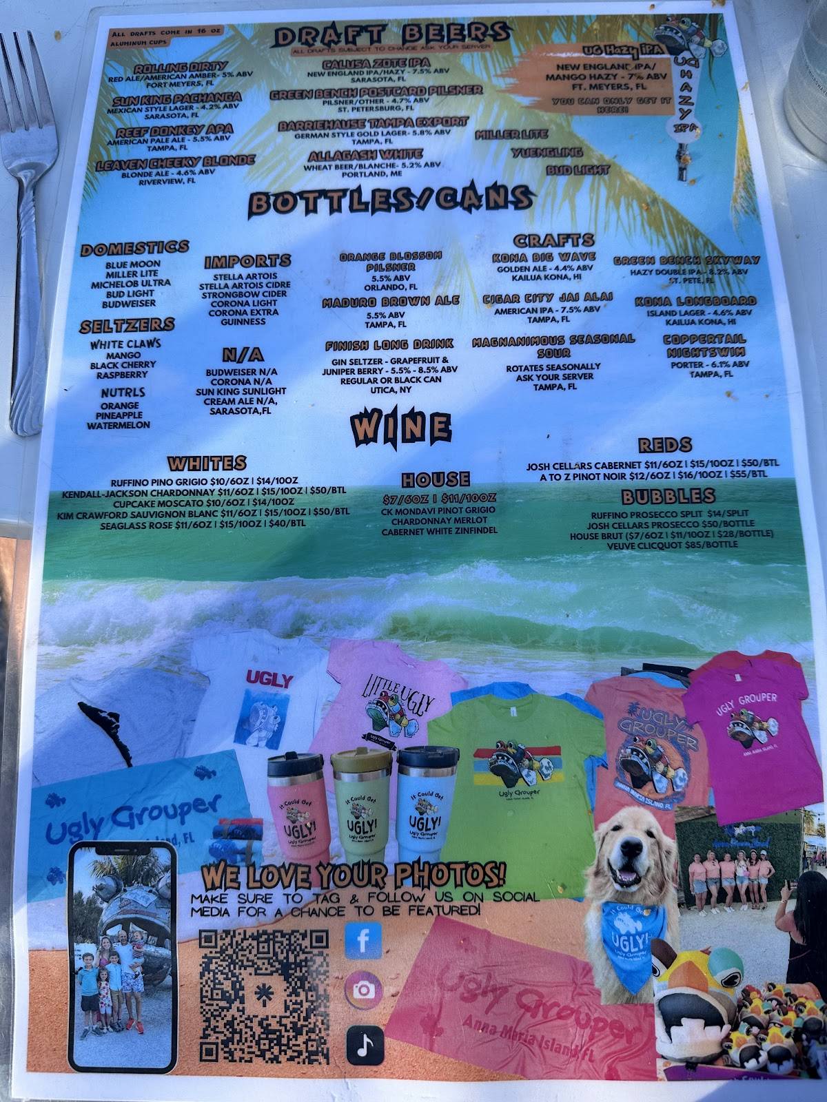 Menu at The Ugly Grouper pub & bar, Holmes Beach