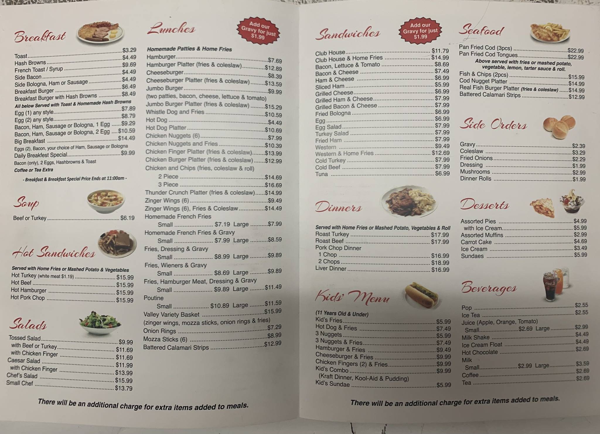 Menu at The Valley Restaurant, Grand Falls-Windsor