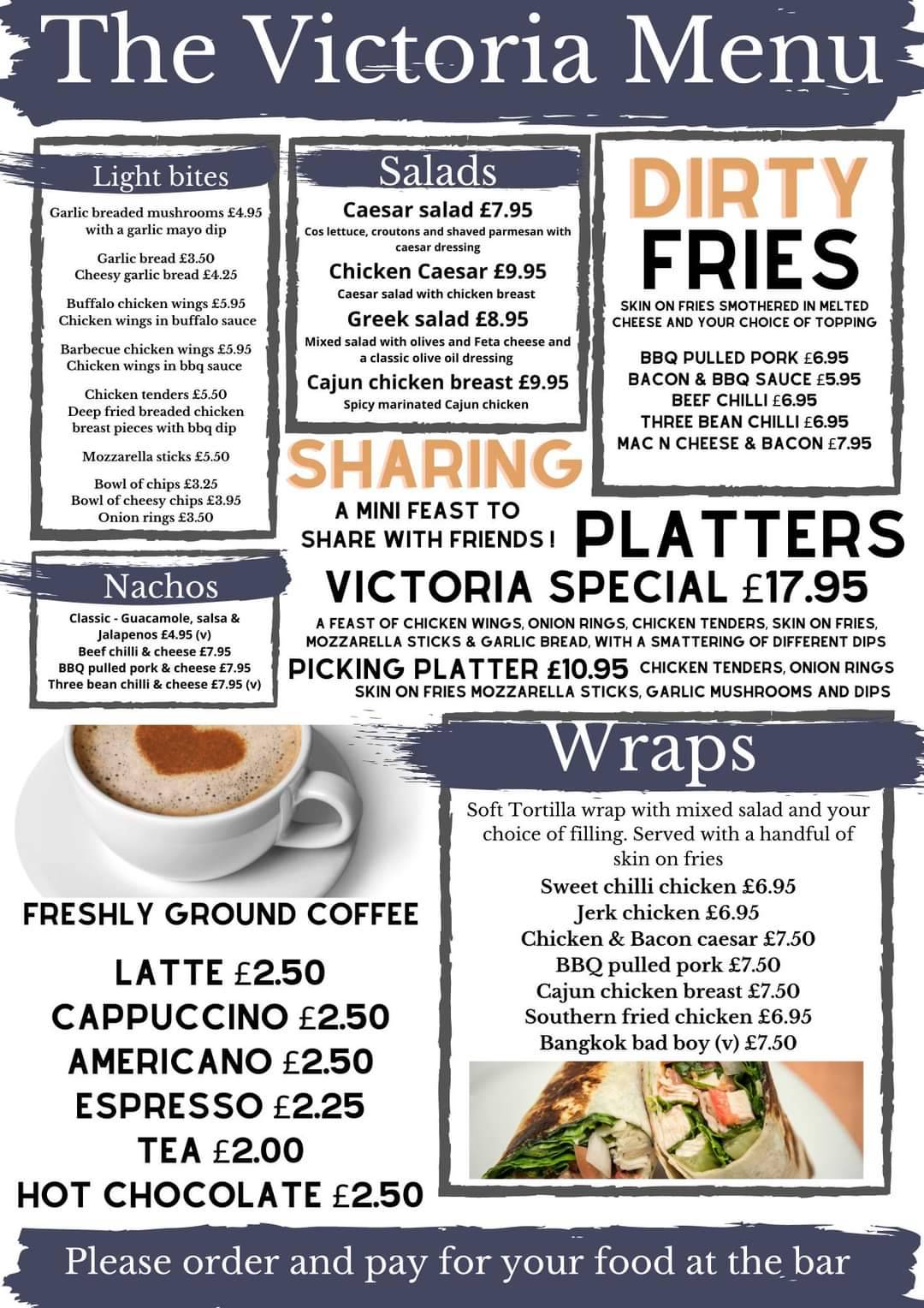 Menu at The Victoria pub & bar, Reading