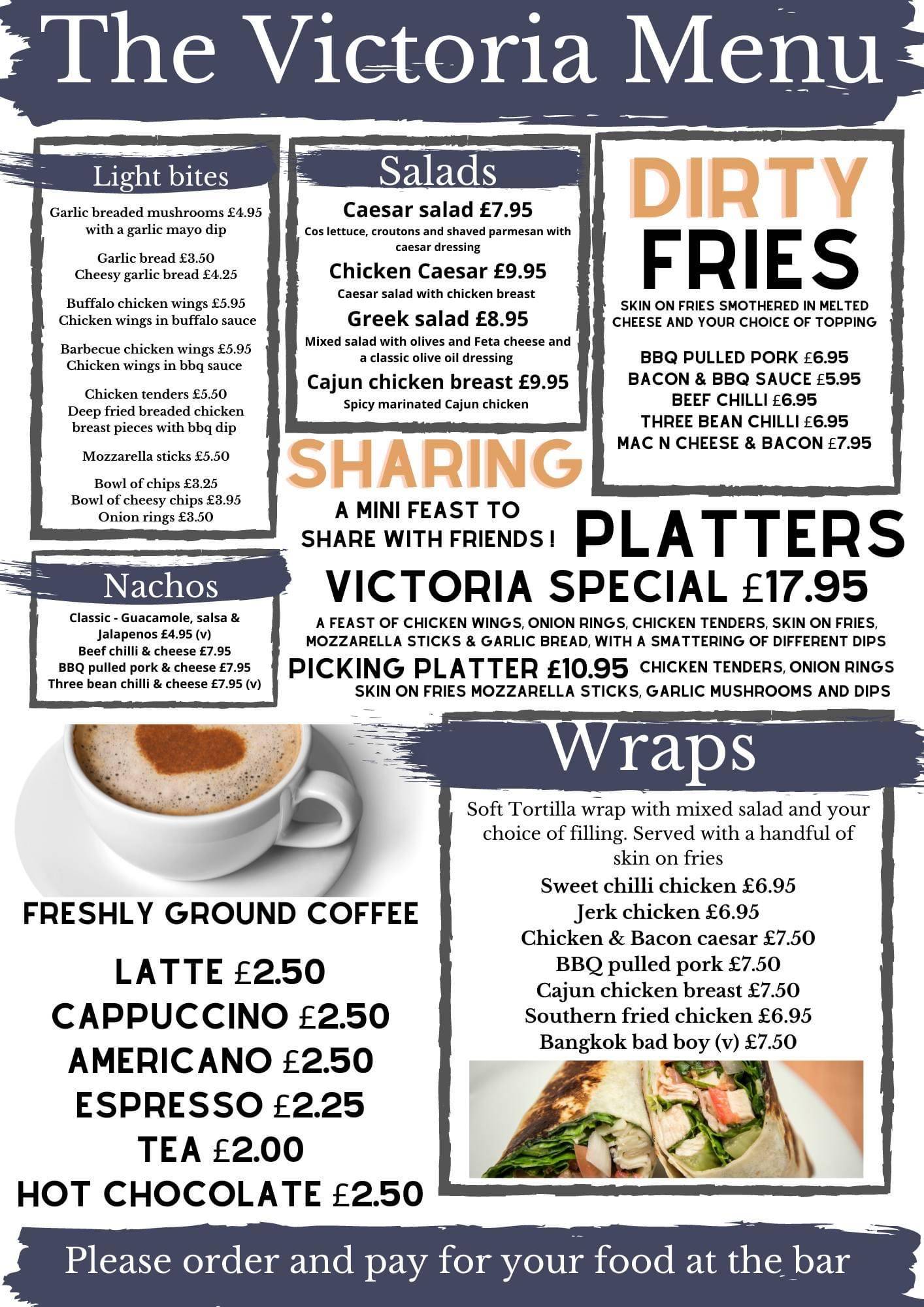 Menu at The Victoria pub & bar, Reading