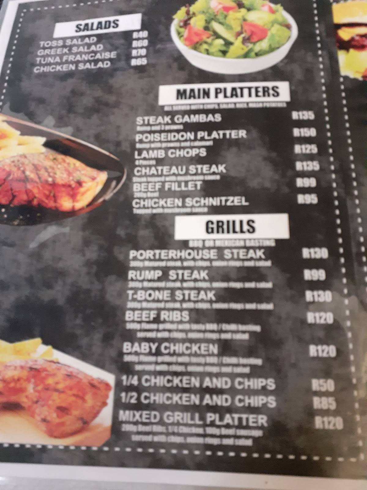 Menu at The Village Buffet restaurant, Cape Town
