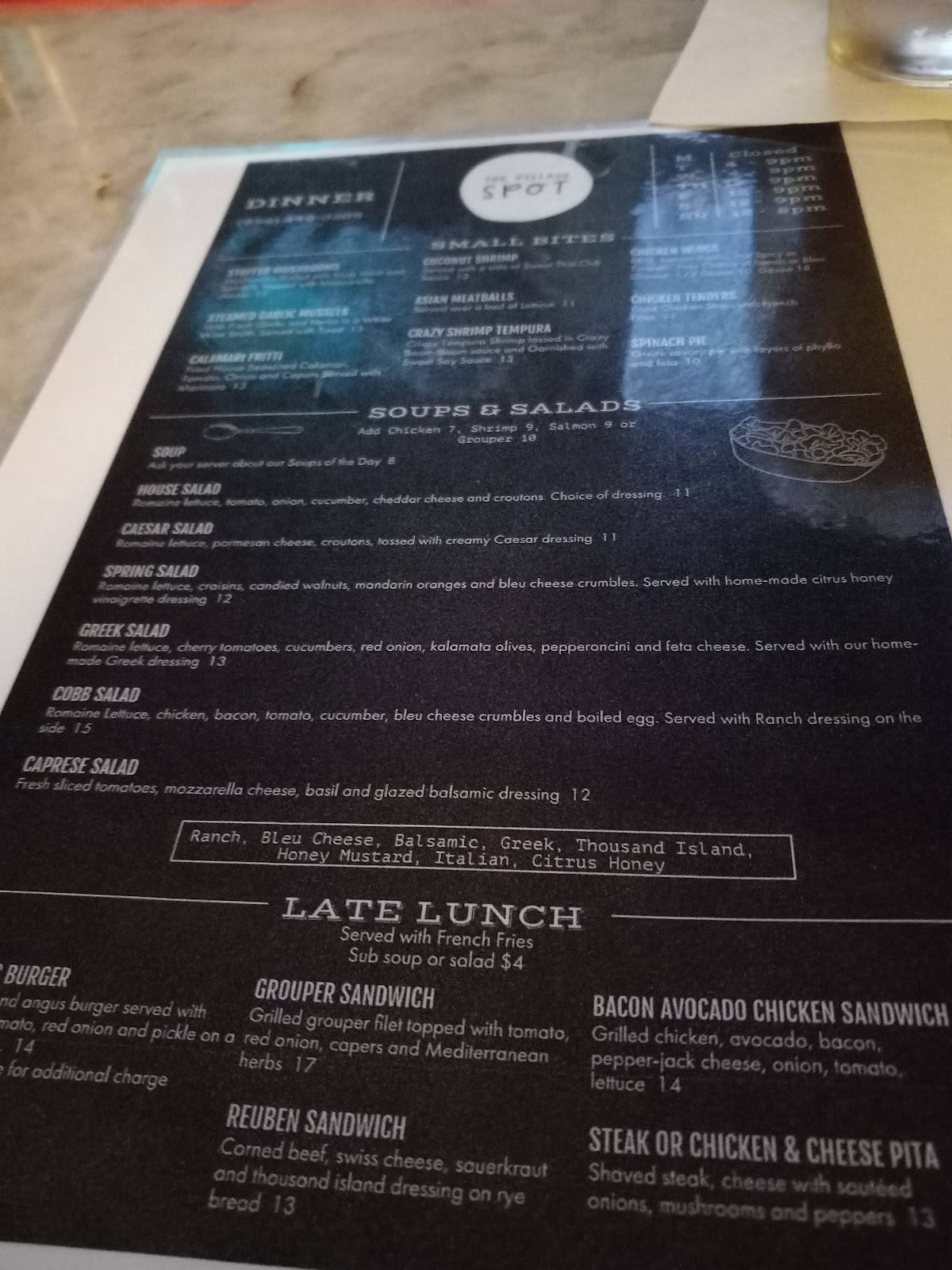 Menu at The Village Spot pub & bar, Naples
