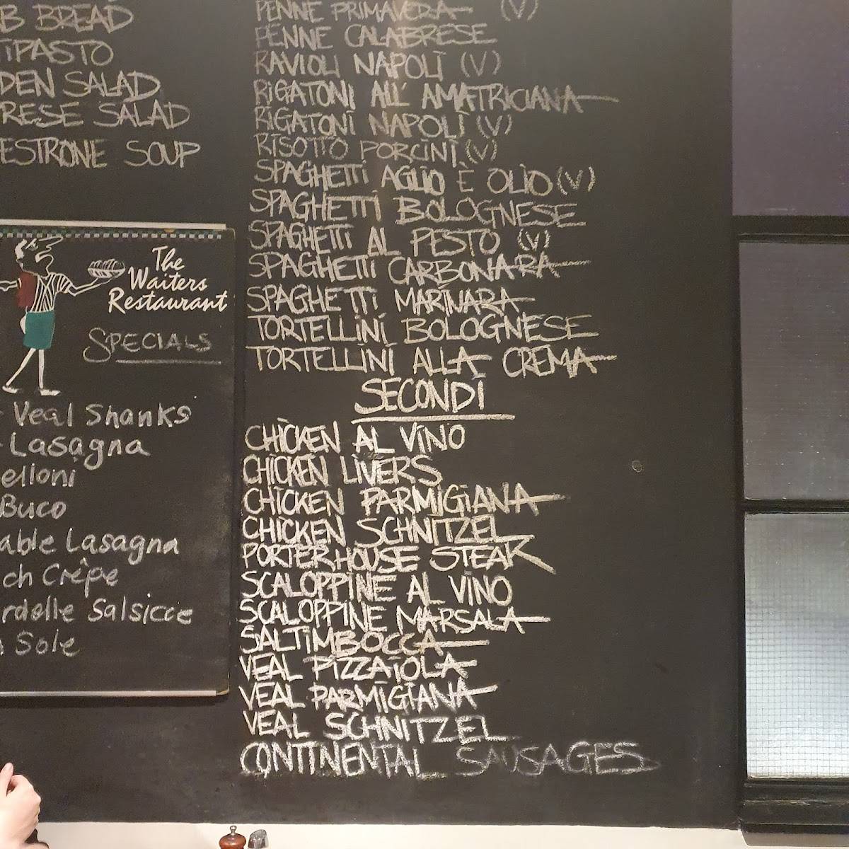 Menu at The Waiters Restaurant, Melbourne