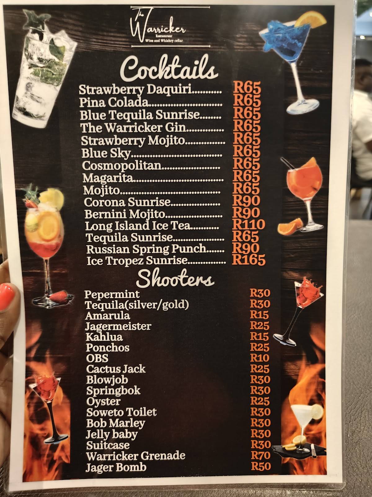 Menu at The Warricker Restaurant, Ermelo