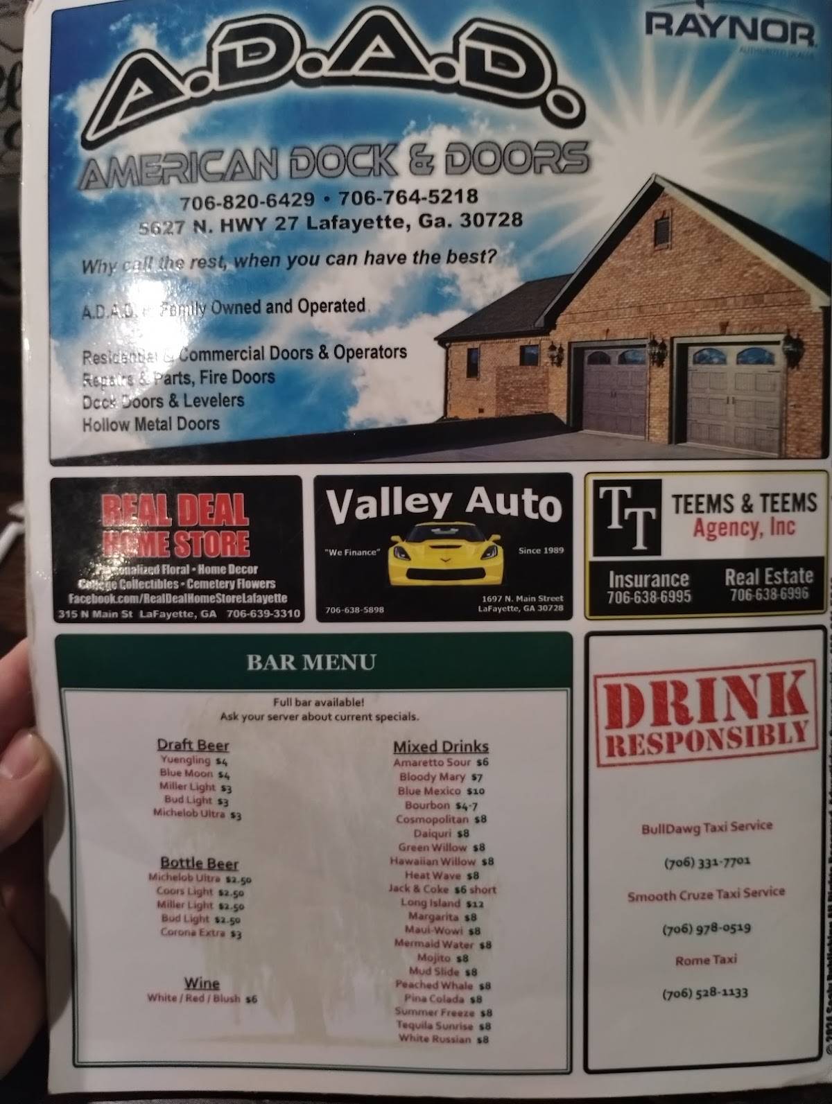 Menu at The Willow Tree Grill restaurant, Summerville