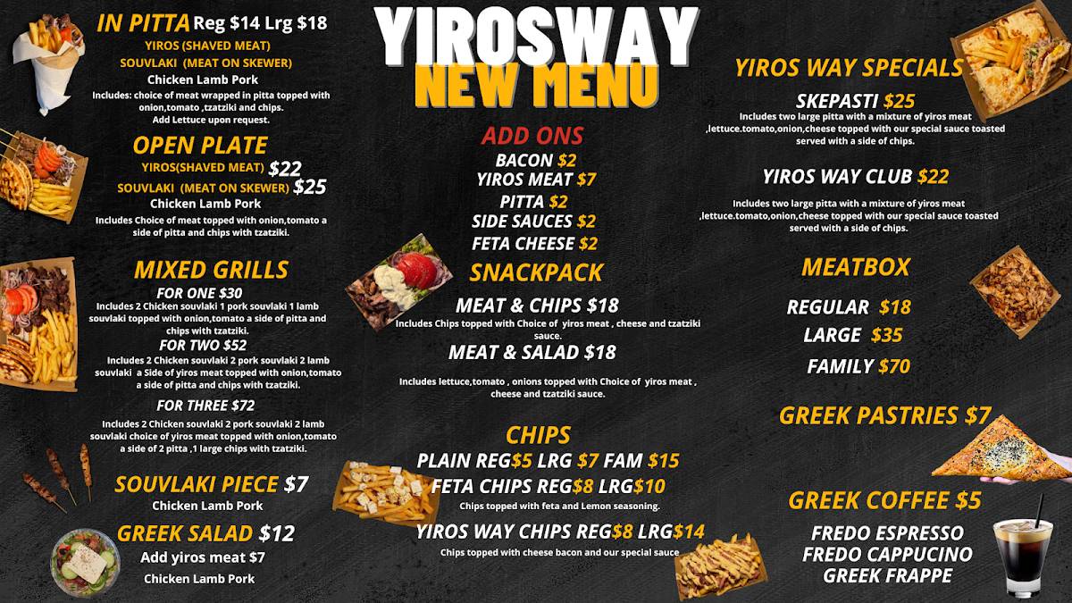 Menu at The Yiros Way restaurant, Alawa
