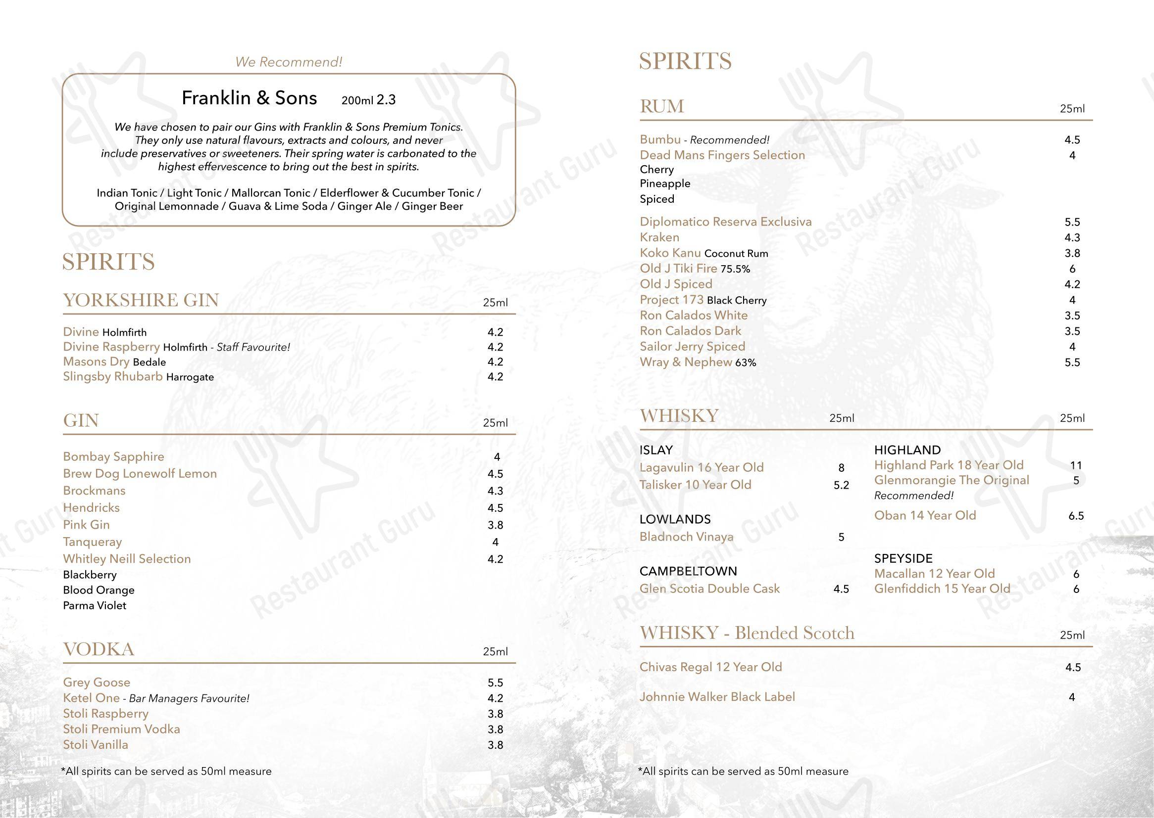 Menu at The new fleece inn pub & bar, Elland