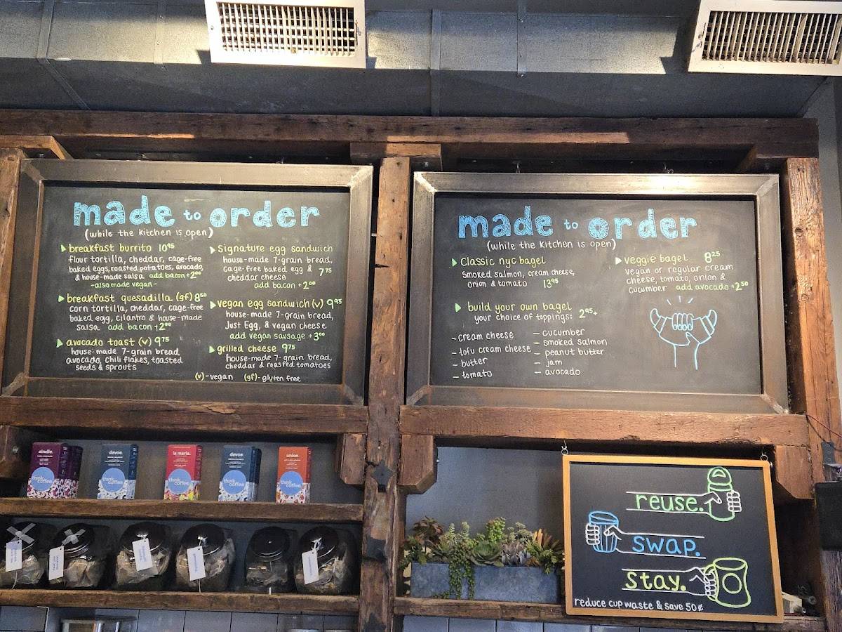 Menu at Think Coffee cafe, New York City, 1 Bleecker St