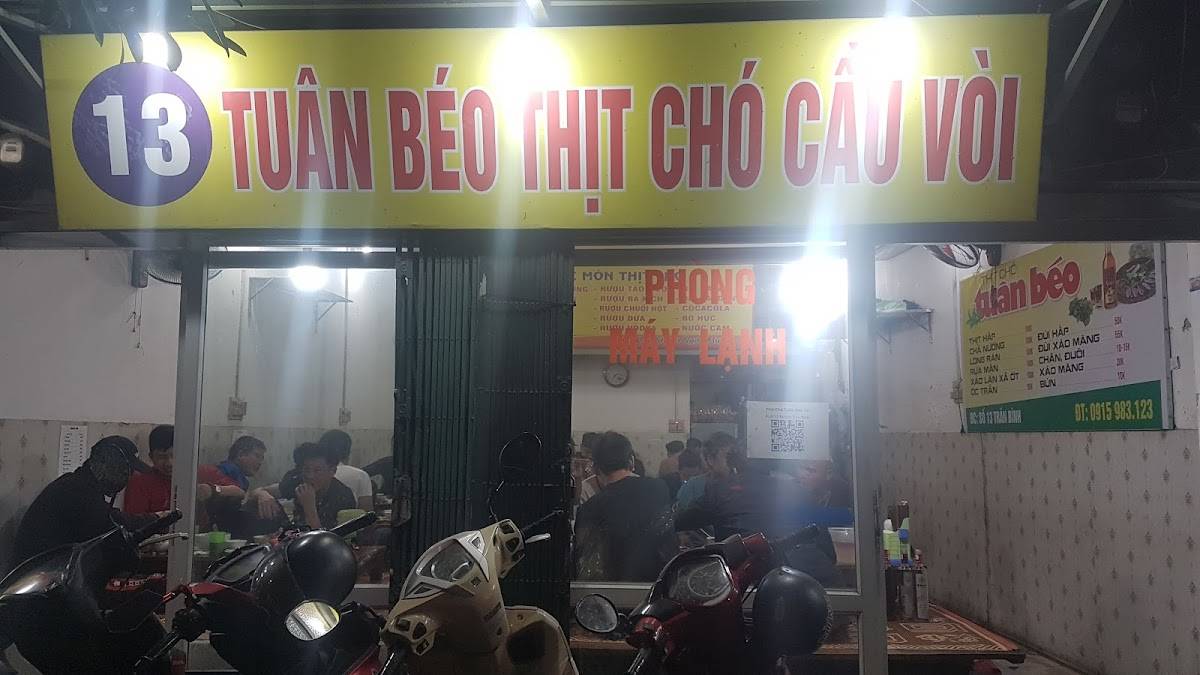 Menu at Thịt Chó Tuân Béo 13 restaurant, Hanoi