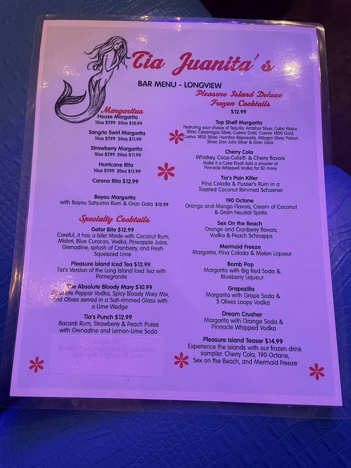 Menu at Tia Juanita's Fish Camp - Longview restaurant, Longview
