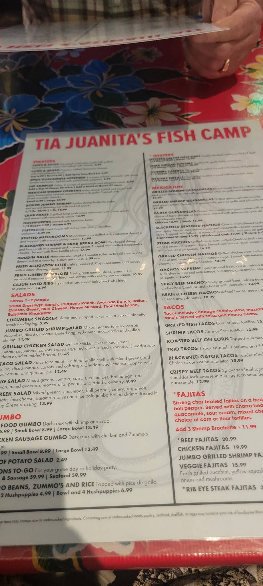 Menu at Tia Juanita's Fish Camp - Longview restaurant, Longview