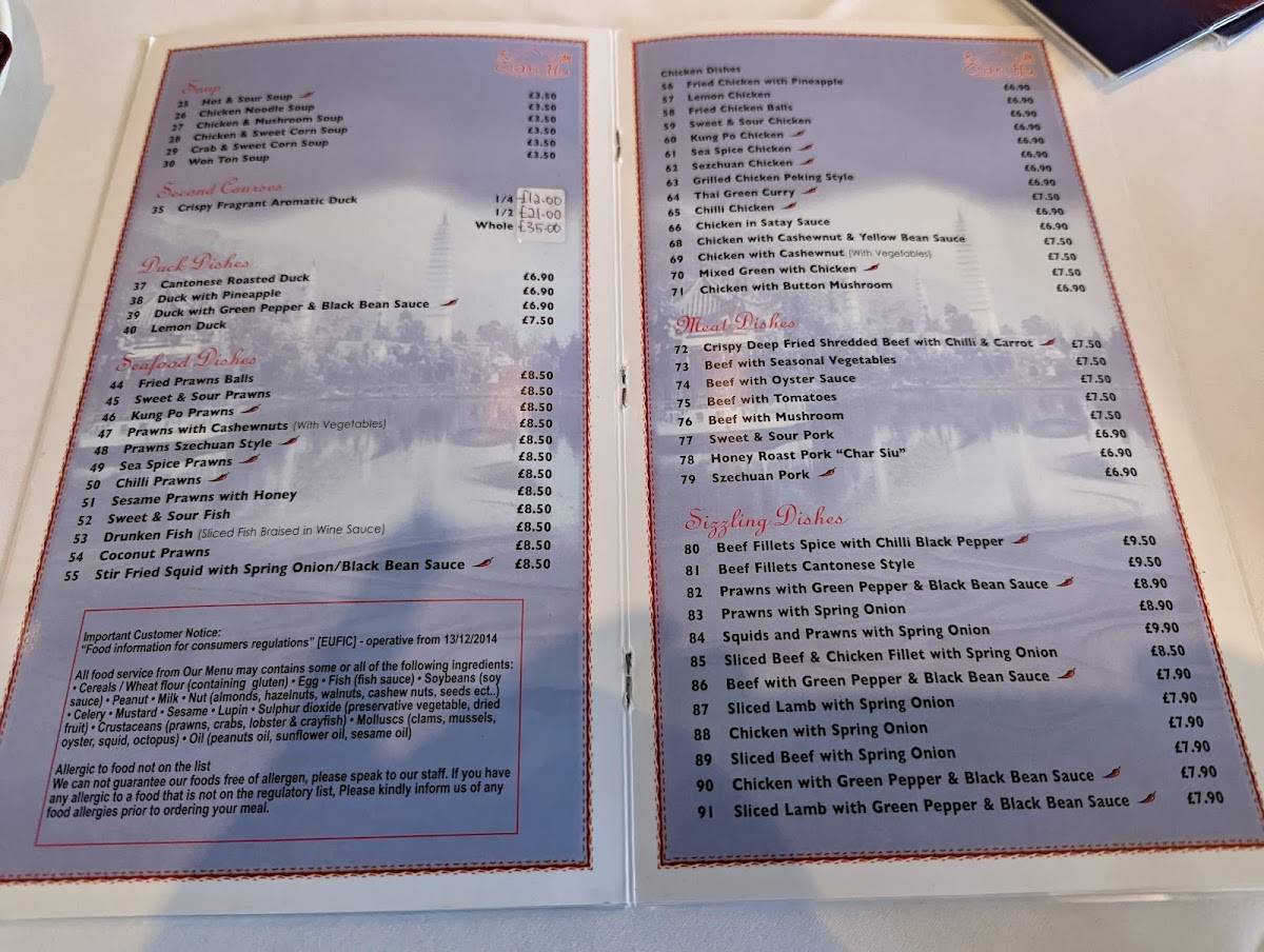 Menu at Tian Hu Chinese Restaurant, Harrow, 498 Kenton Ln