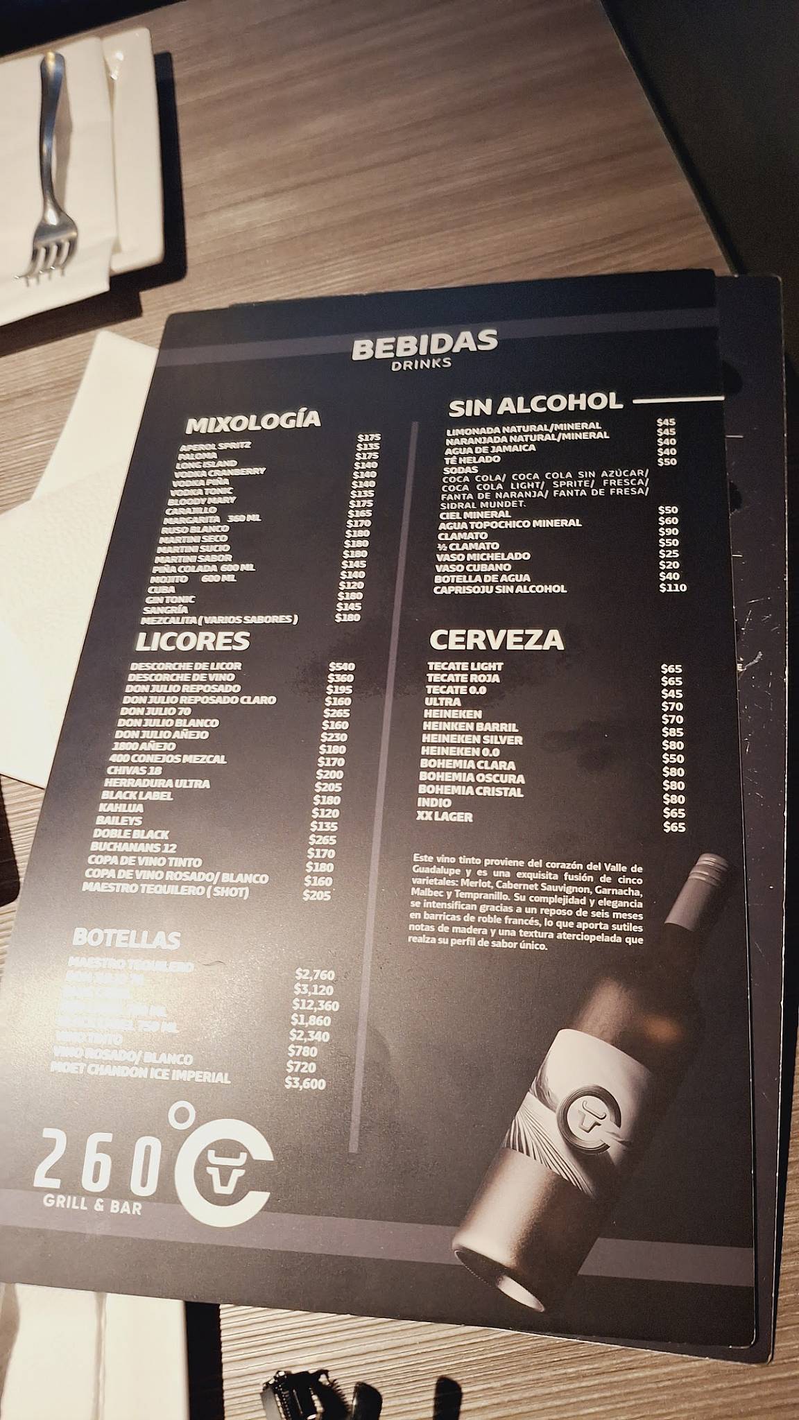 Carta de 260 Grill & Bar Restaurante Tijuana, Tijuana, Blvrd Gral ...