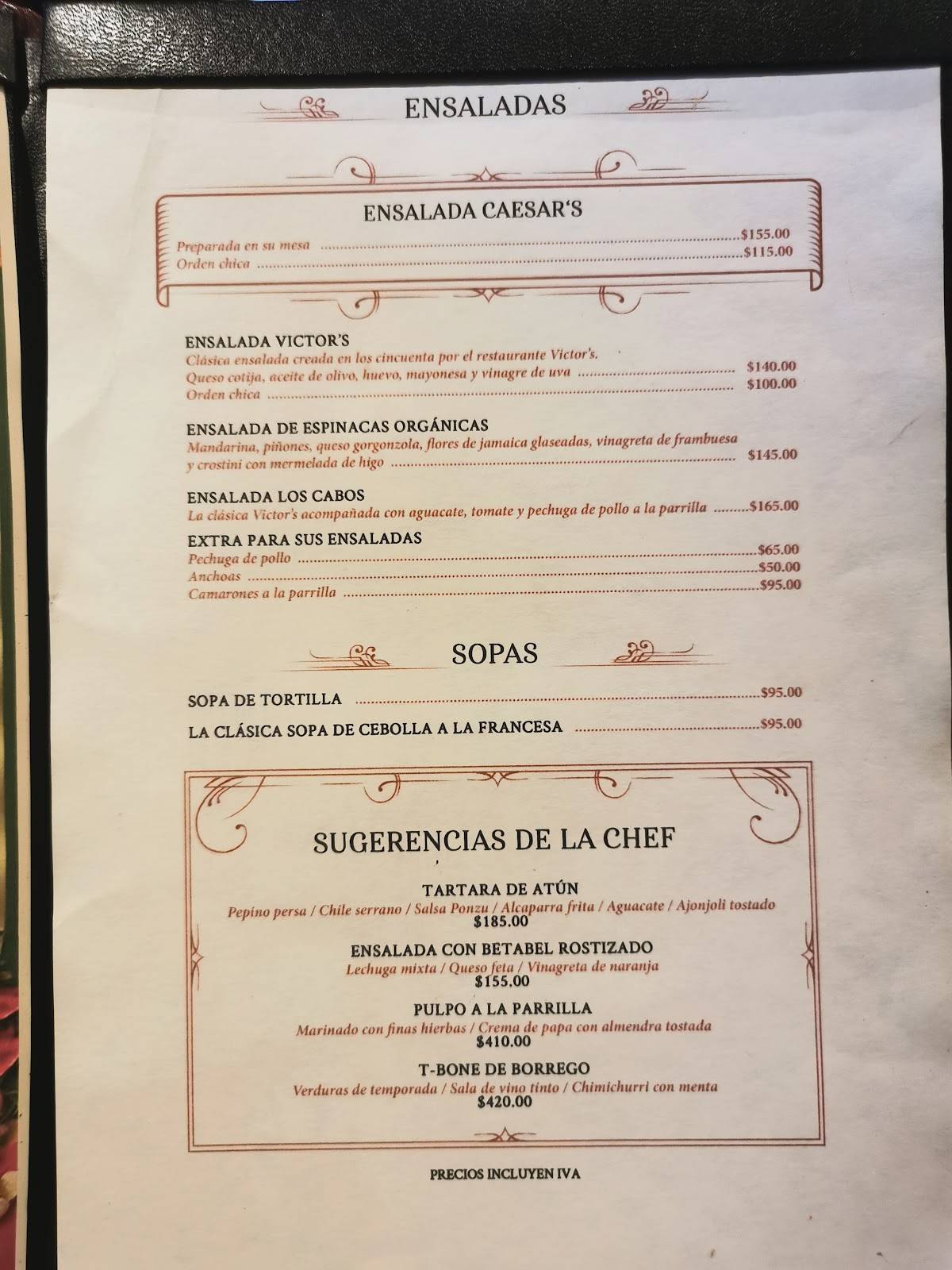 Menu at Caesar's pub & bar, Tijuana, Av. Revolución 8190