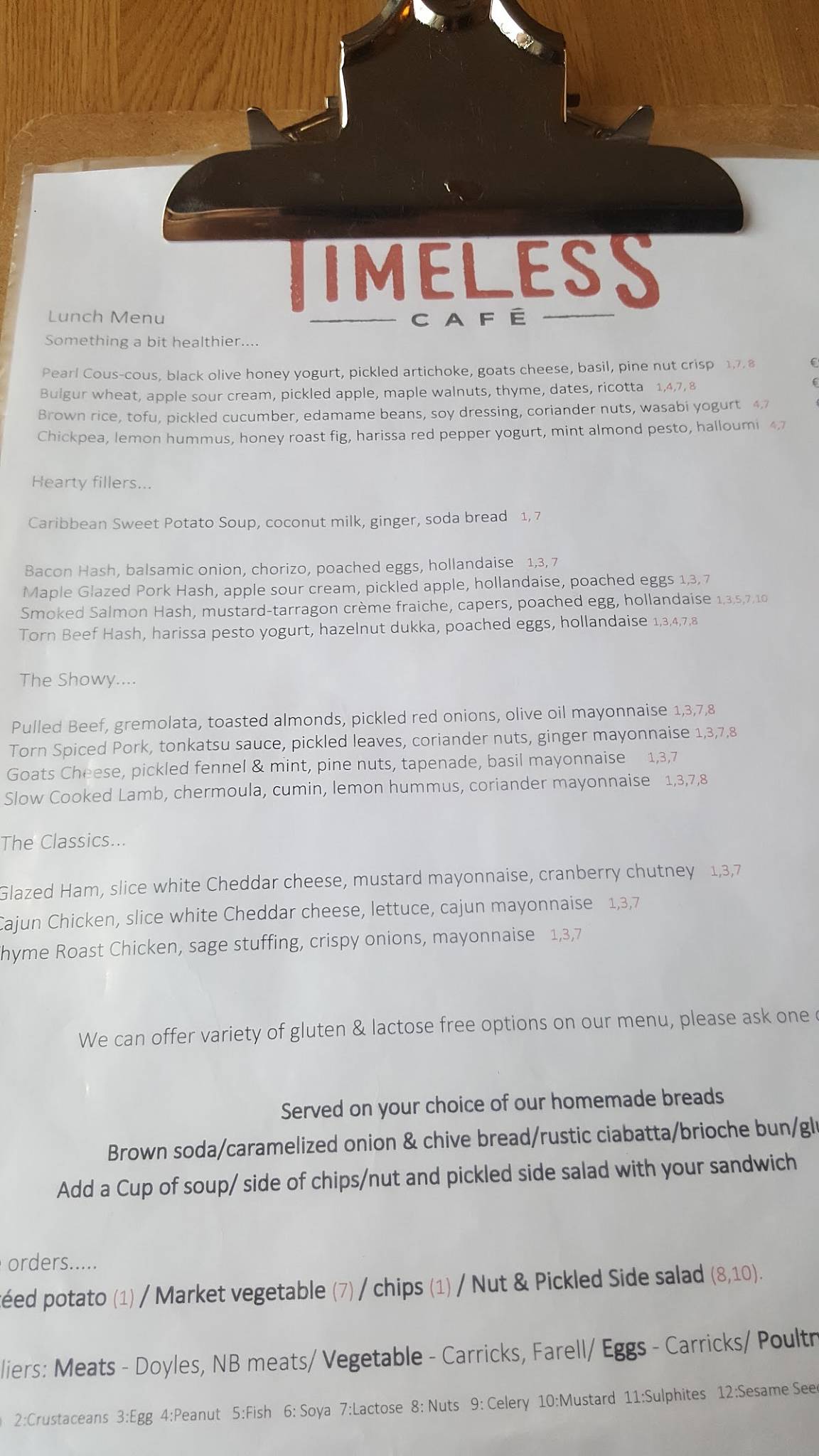 Menu at Timeless Café cafe, Kilcock