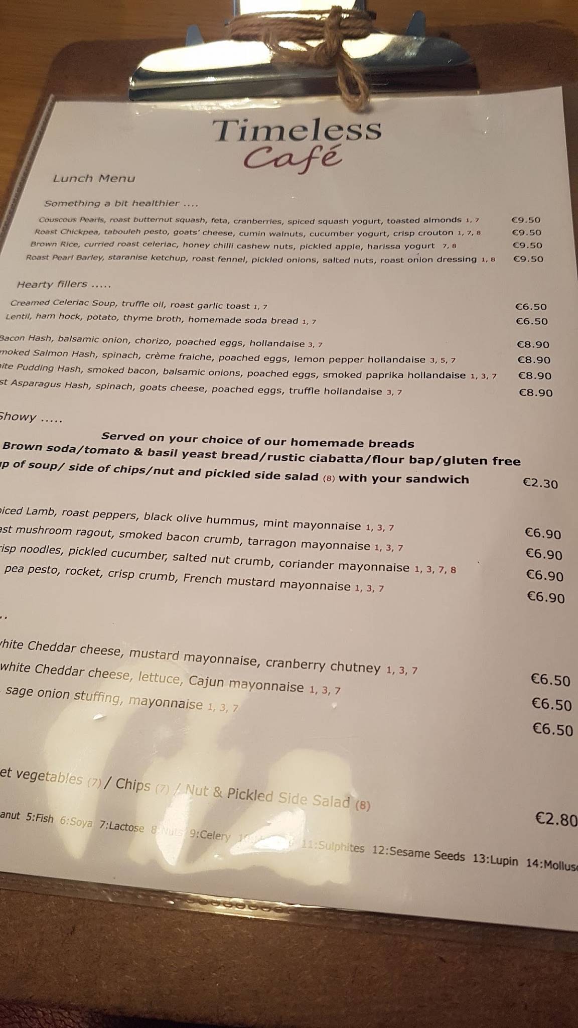 Menu at Timeless Café cafe, Kilcock