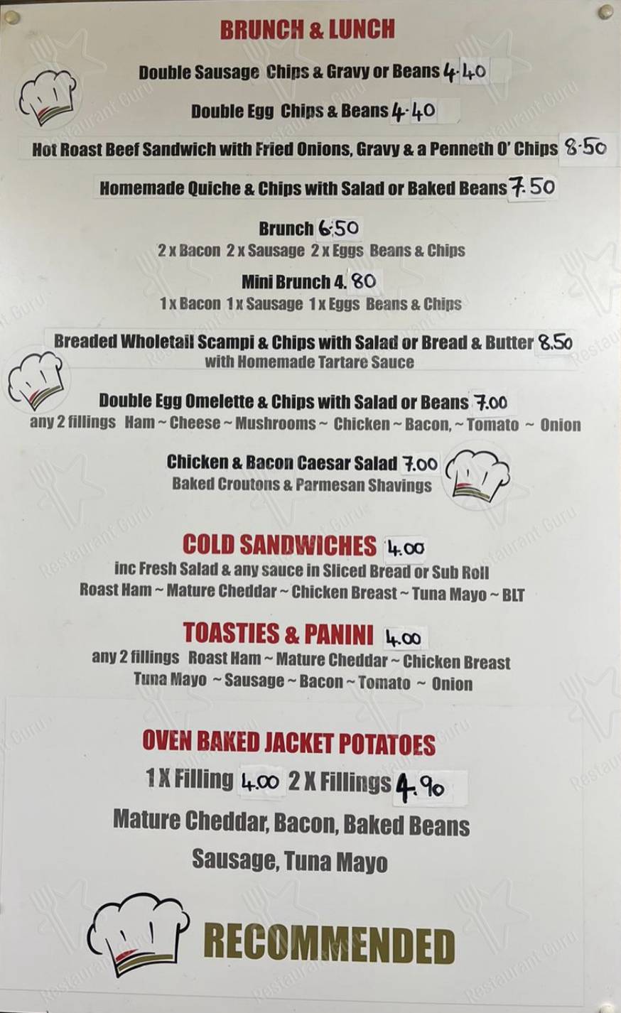 Menu at Tim's Cafe and Take Away at Thorp Arch, Boston Spa