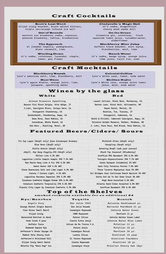 Menu at Tin Cup Grill pub & bar, Cumming