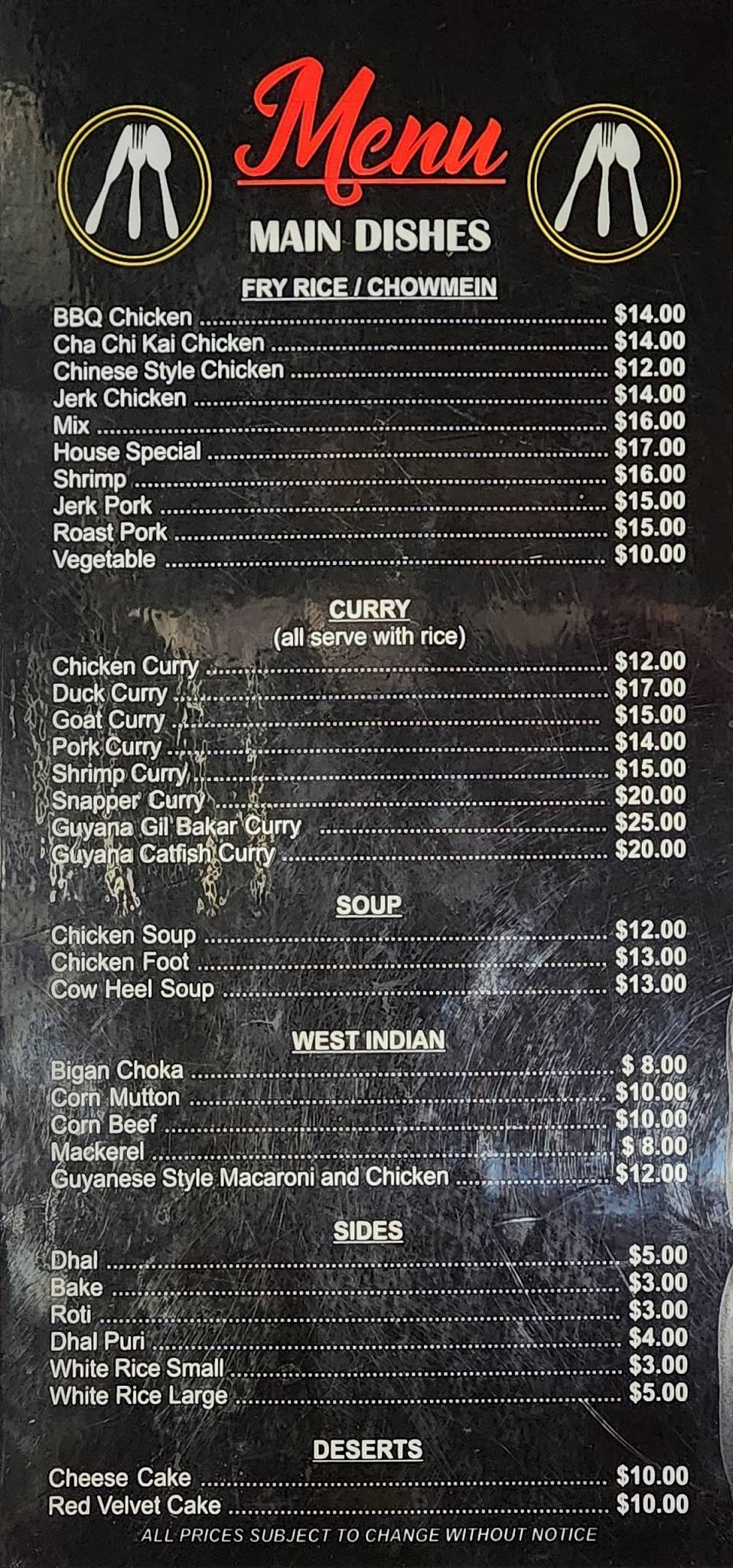 Menu at Tina Restaurant and Sports Bar, New York City