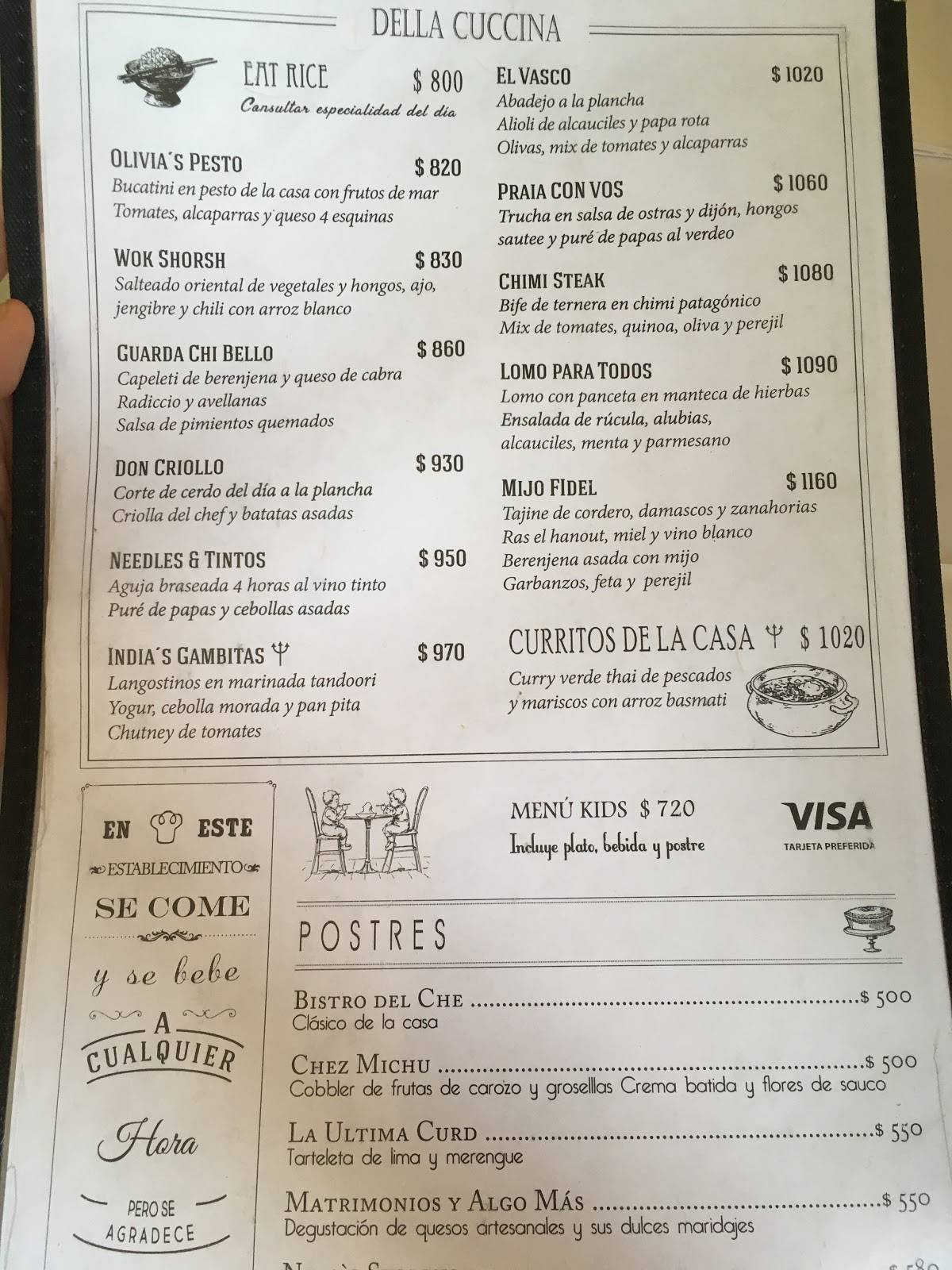Menu at Tinto Bistró restaurant, Villa La Angostura, Av. Arrayanes 305