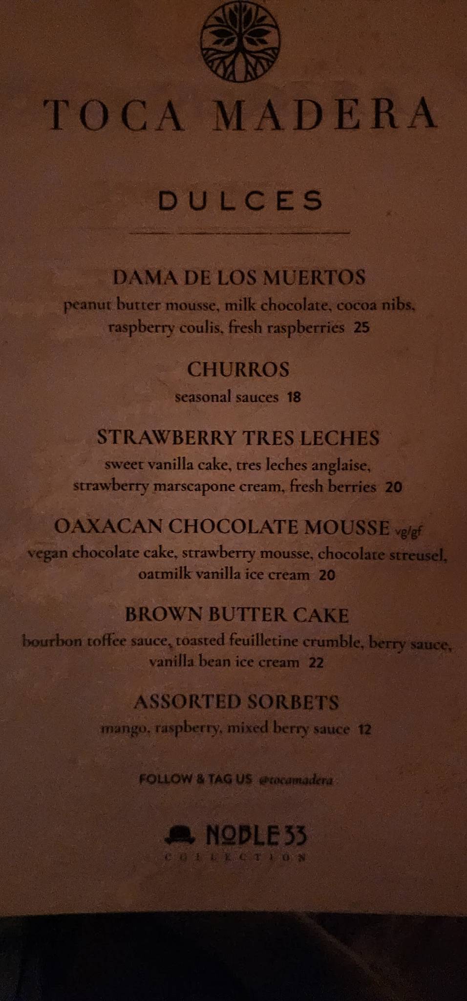 Menu at Toca Madera Houston pub & bar, Houston