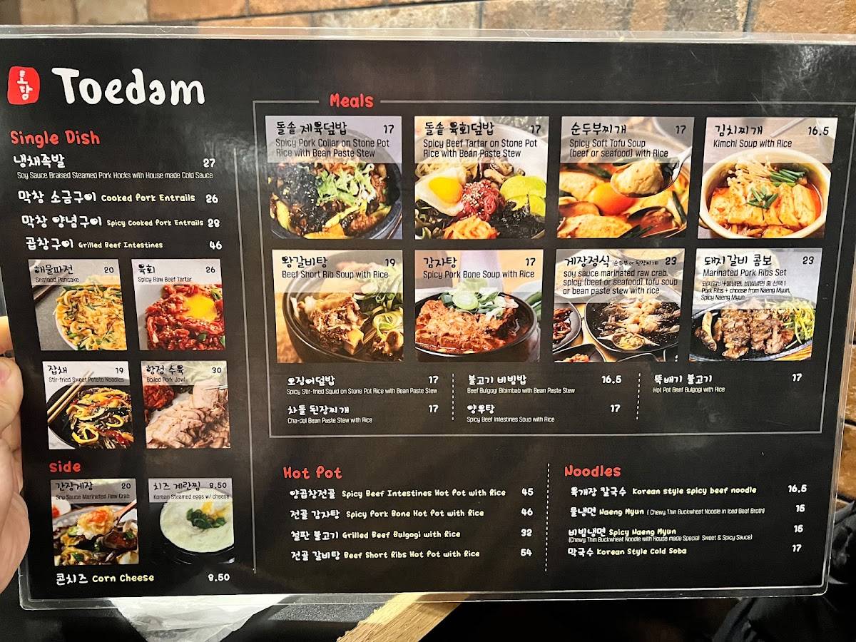 Menu at Toe Dam Korean Fusion BBQ, Coquitlam