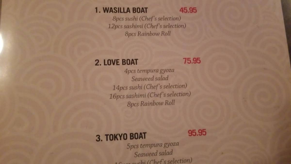 Menu at Tokyo Restaurant & Sushi Bar, Wasilla