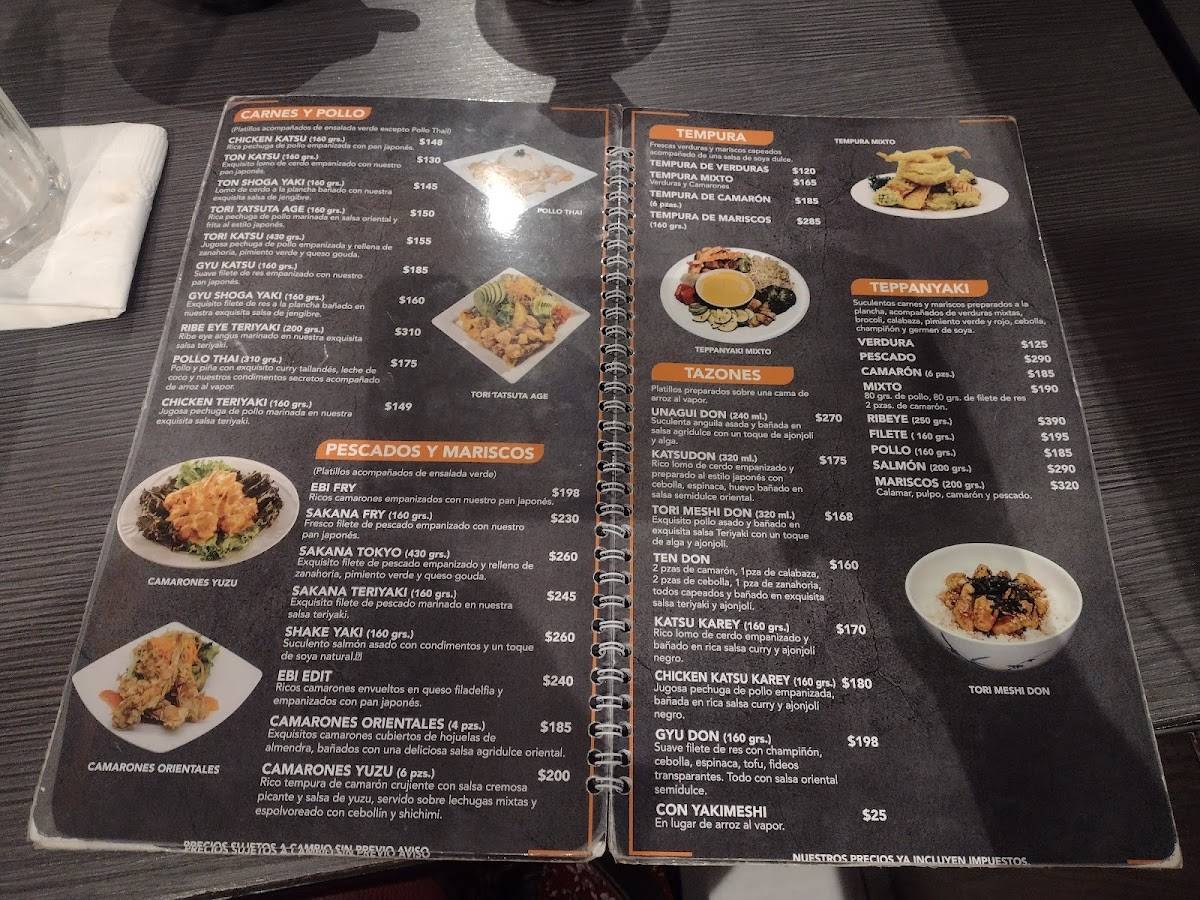 Carta del restaurante Tokyo Rose, Ciudad López Mateos, Xola 1604