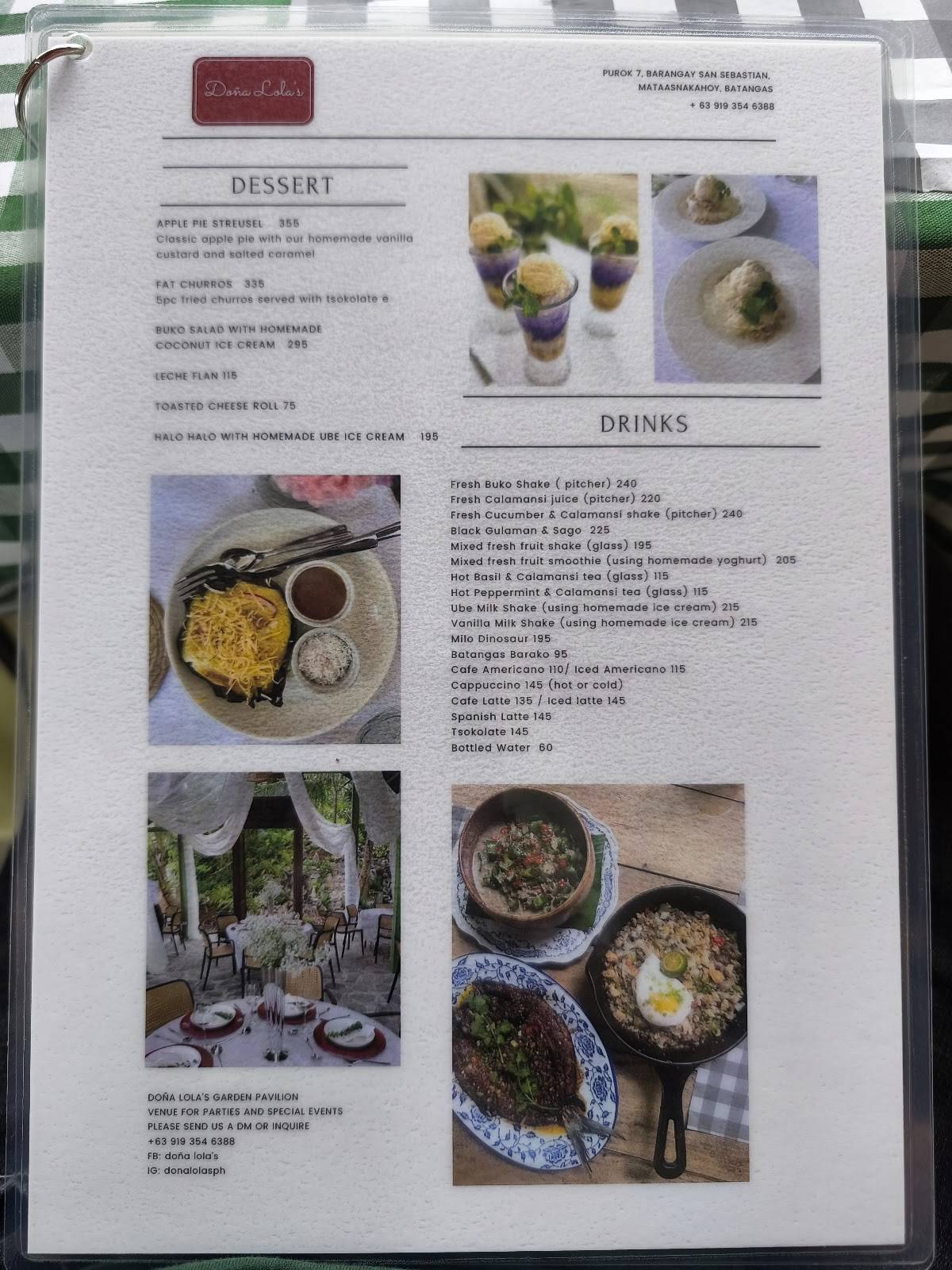 Menu at Tomato and Basil Cafe, Mataas Na Kahoy