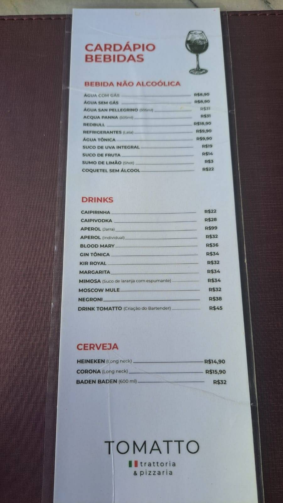 Menu em Tomatto Trattoria & Pizzaria, Vitoria