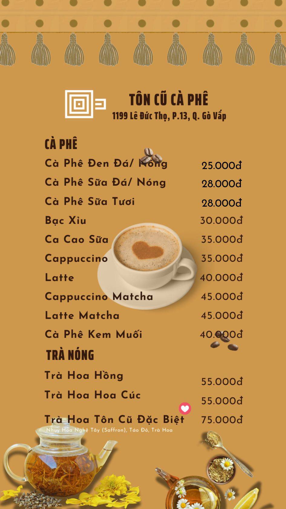 Menu at Tôn Cũ Cà Phê cafe, Ho Chi Minh City
