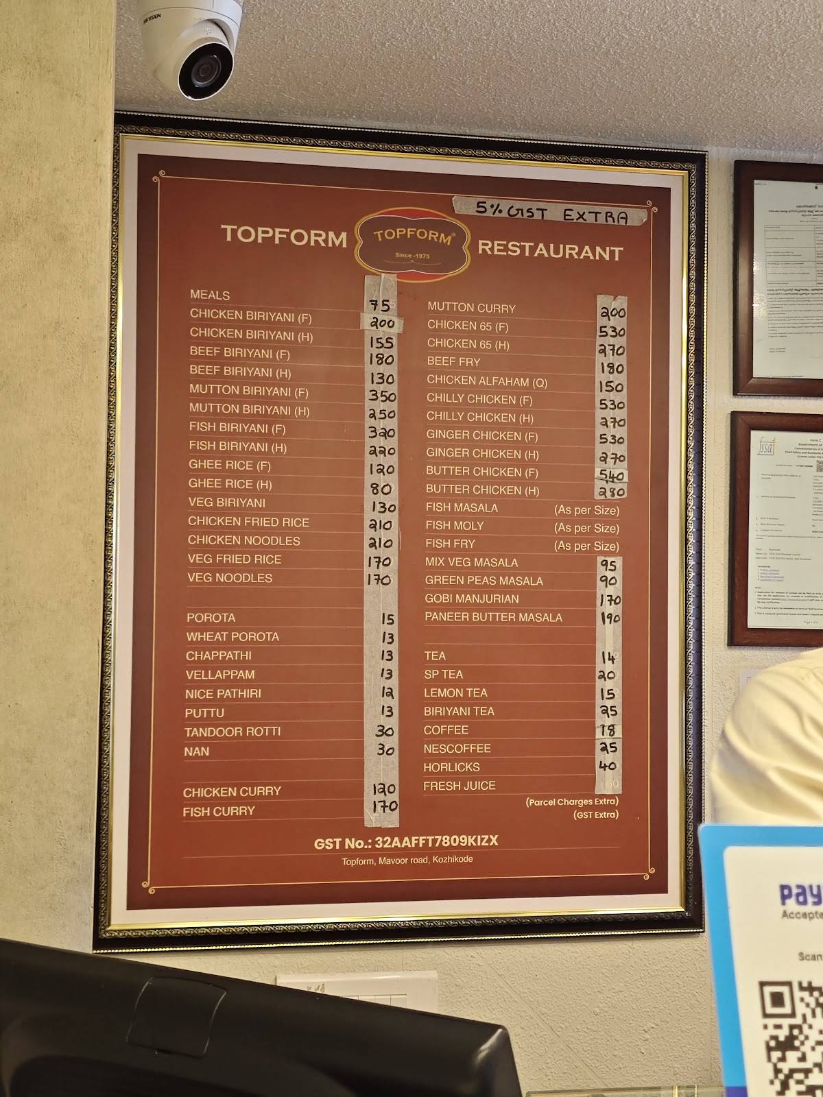 Menu at Topform Restaurant Kozhikode, Kozhikode, Ground & 1st Floor ...