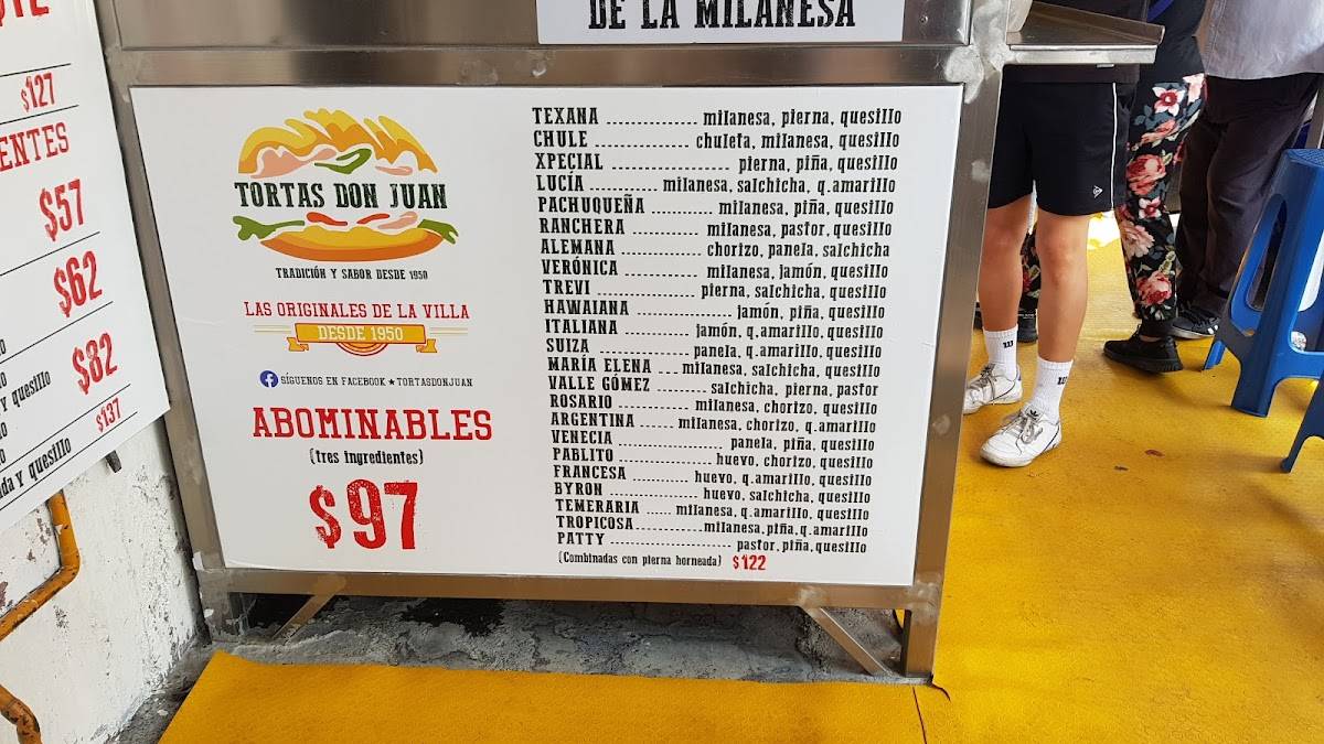Carta del restaurante Tortas Don Juan, Ciudad del México, C. San Andrés ...