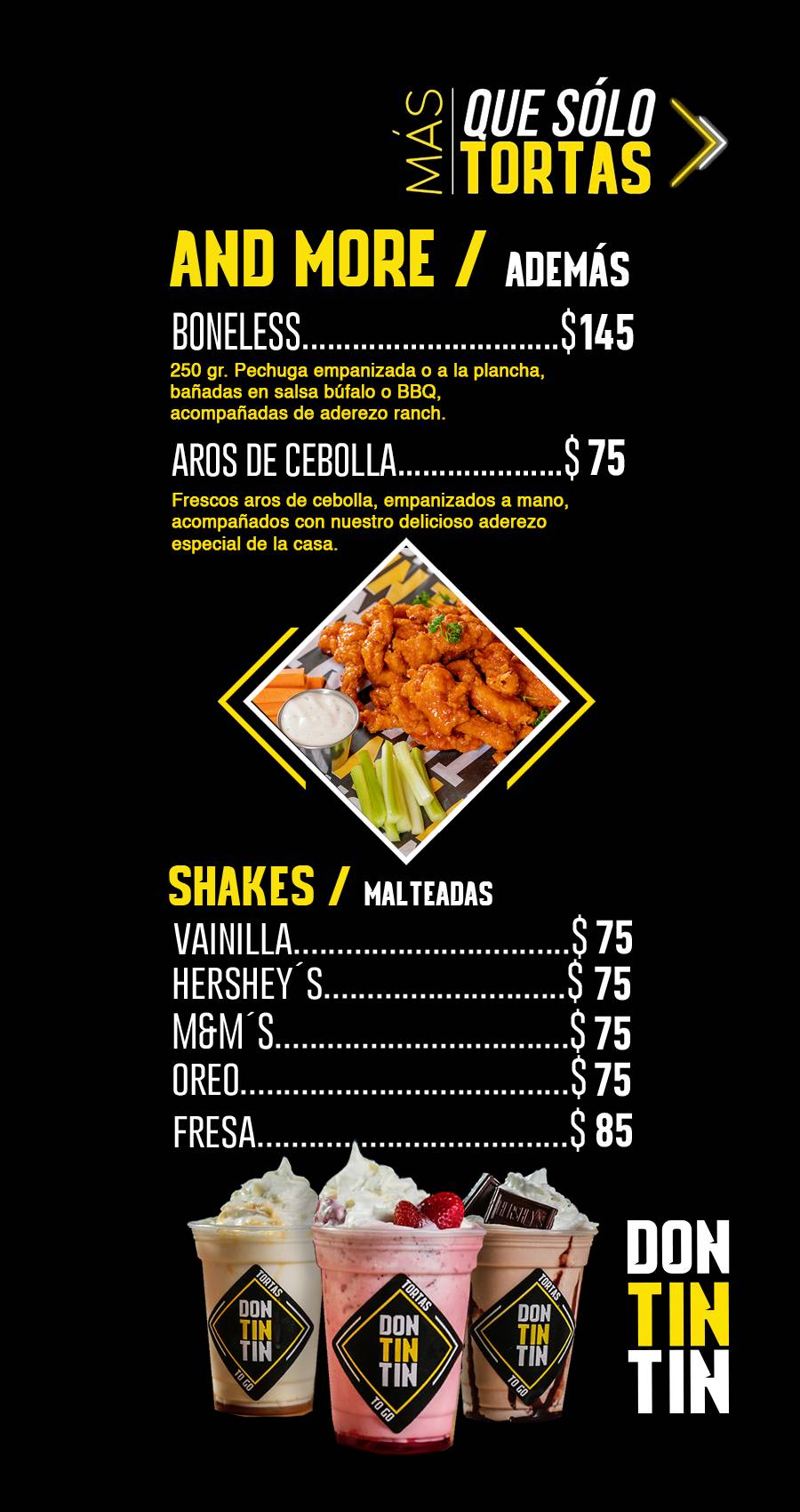 Carta de Tortas Don Tintin, Agua Prieta