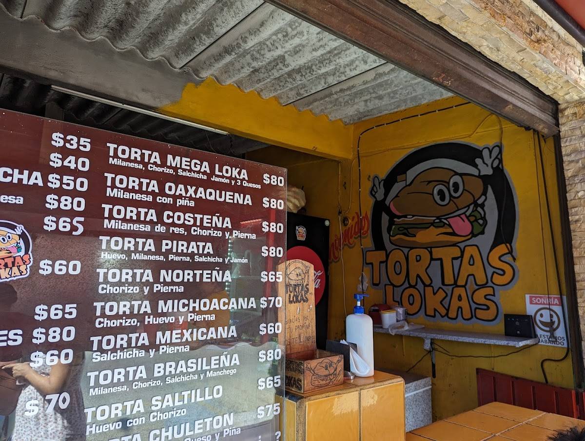 Menu at Tortas Locas restaurant, Zihuatanejo