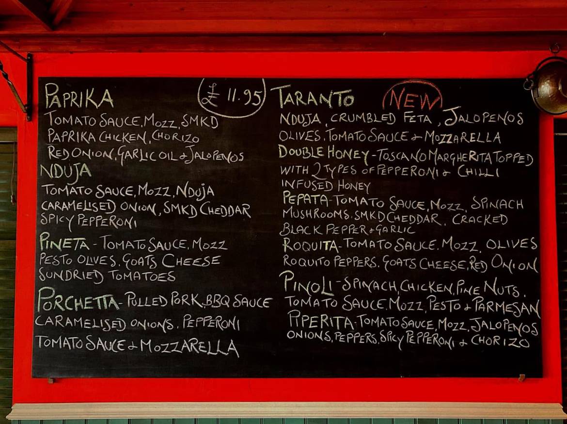 Menu at Toscano Pizzeria, Newcastle