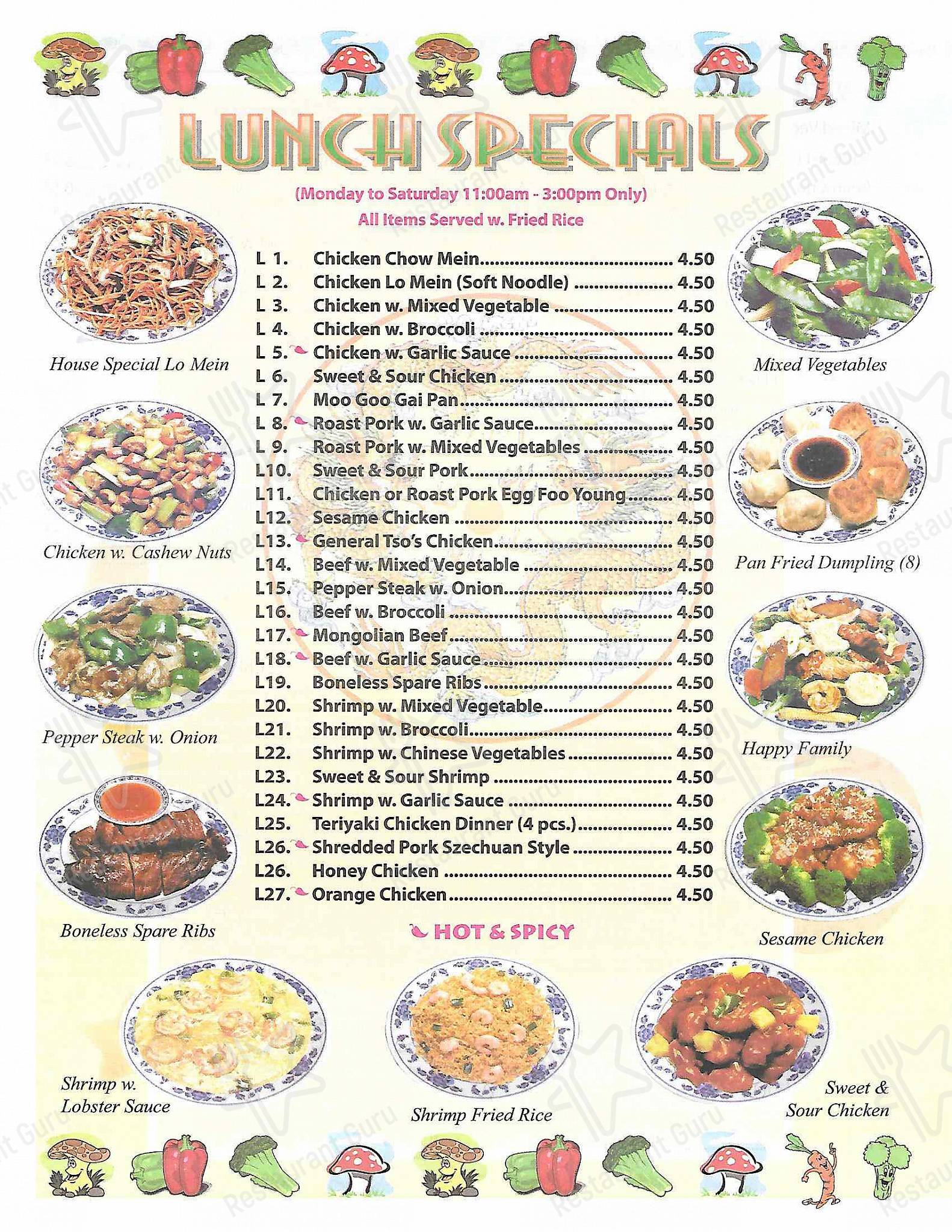 Menu at Touch of Asia Chinese Buffet restaurant, Osage Beach