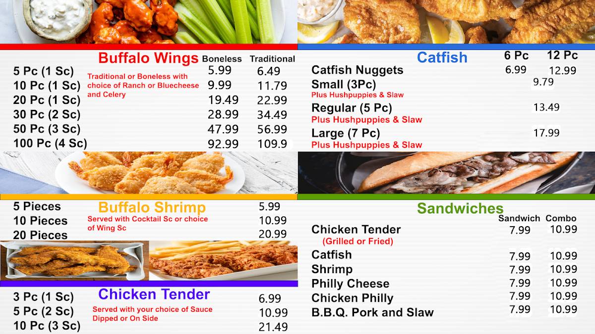 Menu at Touchdown Wings restaurant, Shelbyville
