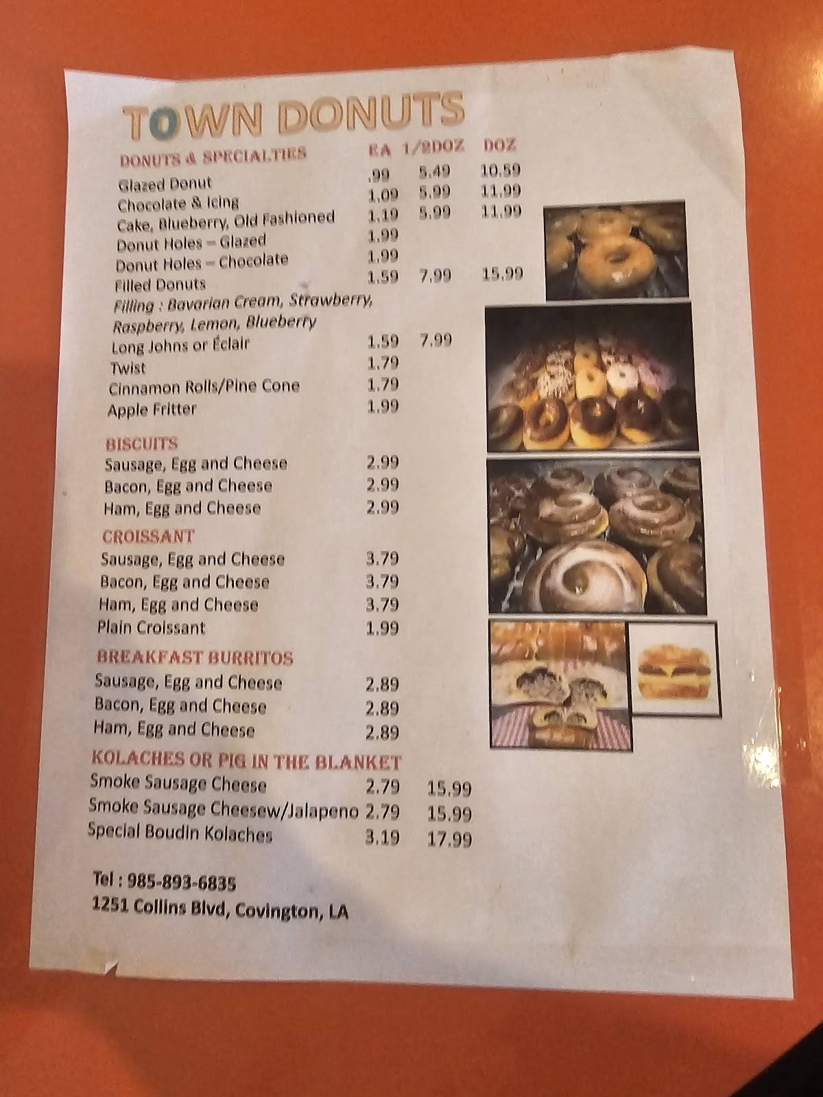 Menu at Town Donut & Breakfast Covington restaurant, Covington