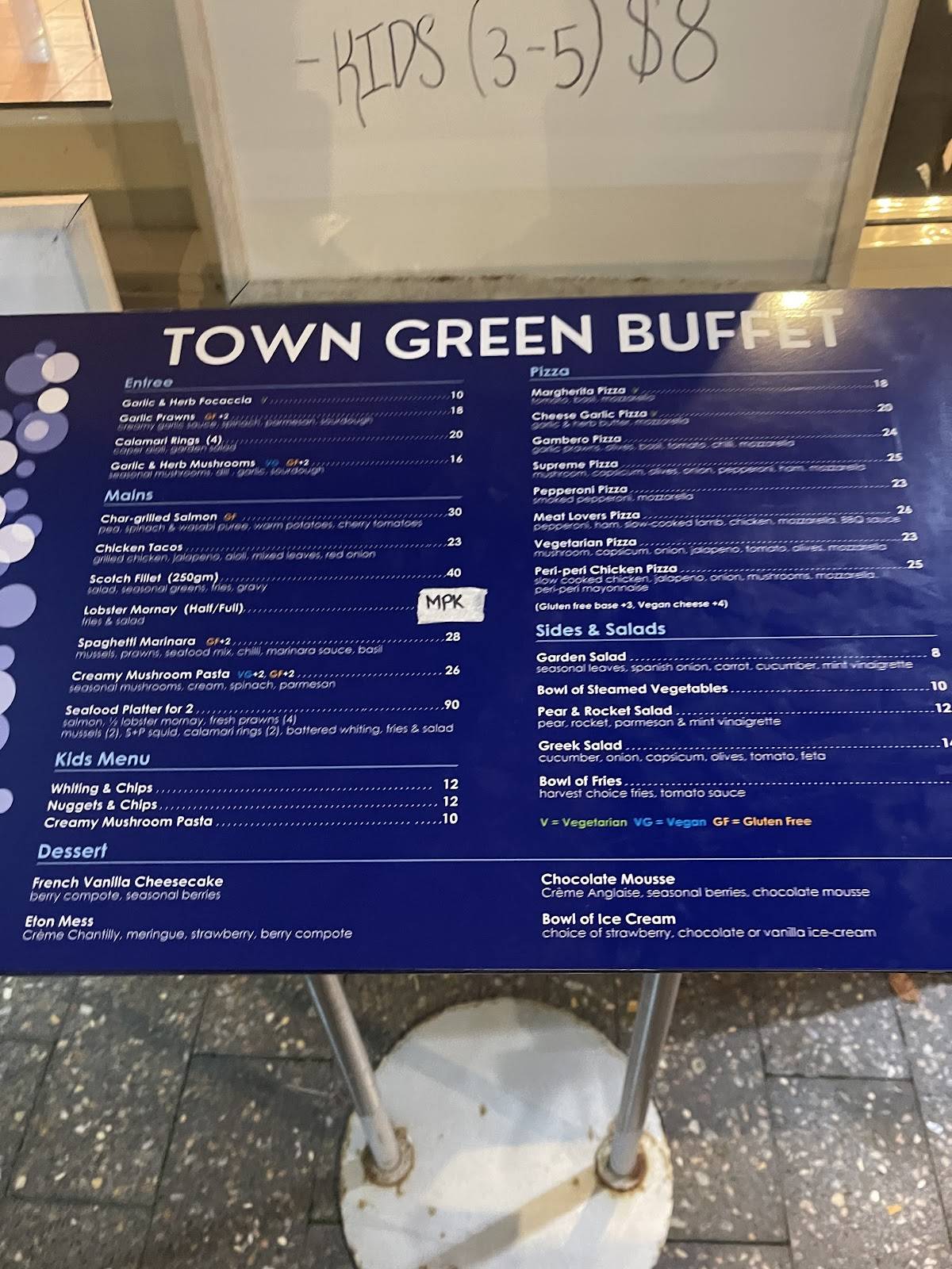 Menu at Town Green Buffet and Bar, Port Macquarie, 6 Horton St