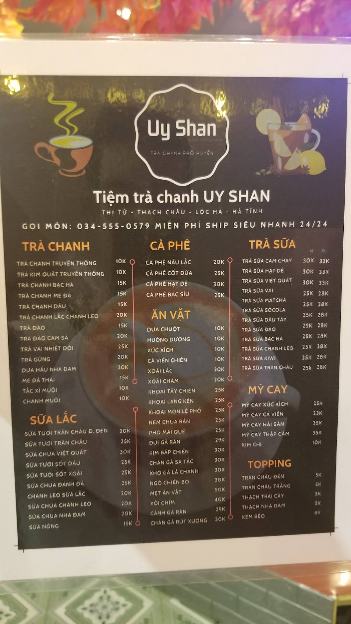Menu at Trà chanh phố huyện Uy Shan - Cafe - KFC, Ha Tinh