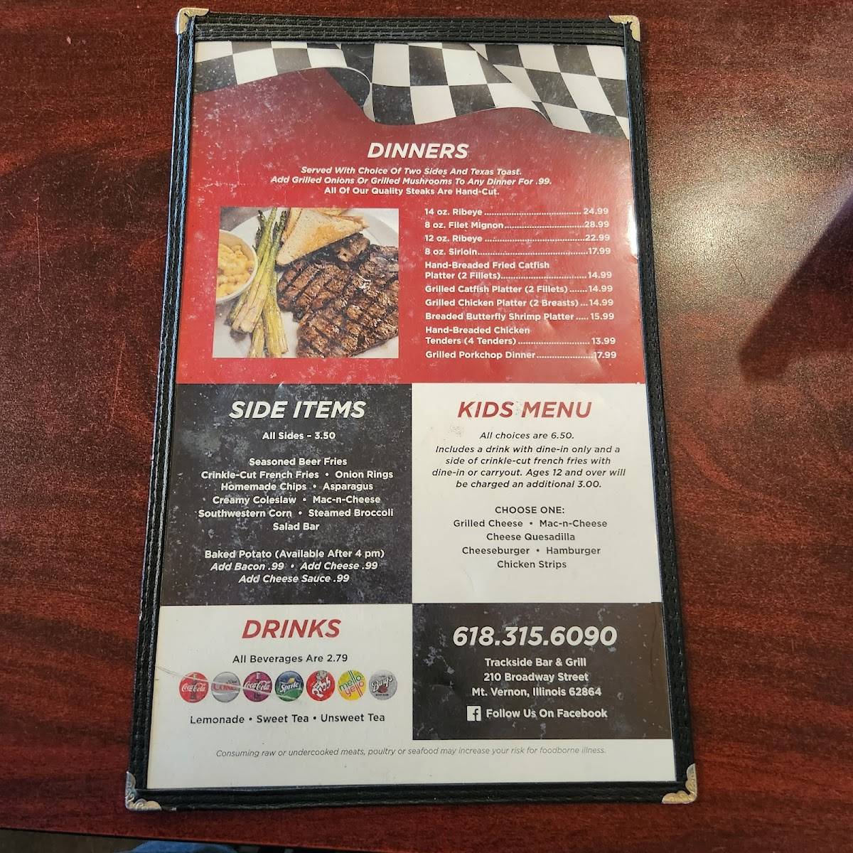 Menu at Trackside Bar & Grill, Mount Vernon
