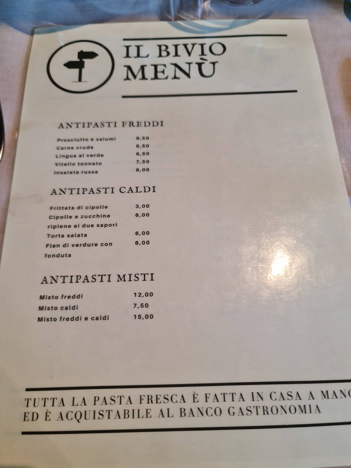 Speisekarte von Tratto-gastronomia Il Bivio restaurant, Pavarolo