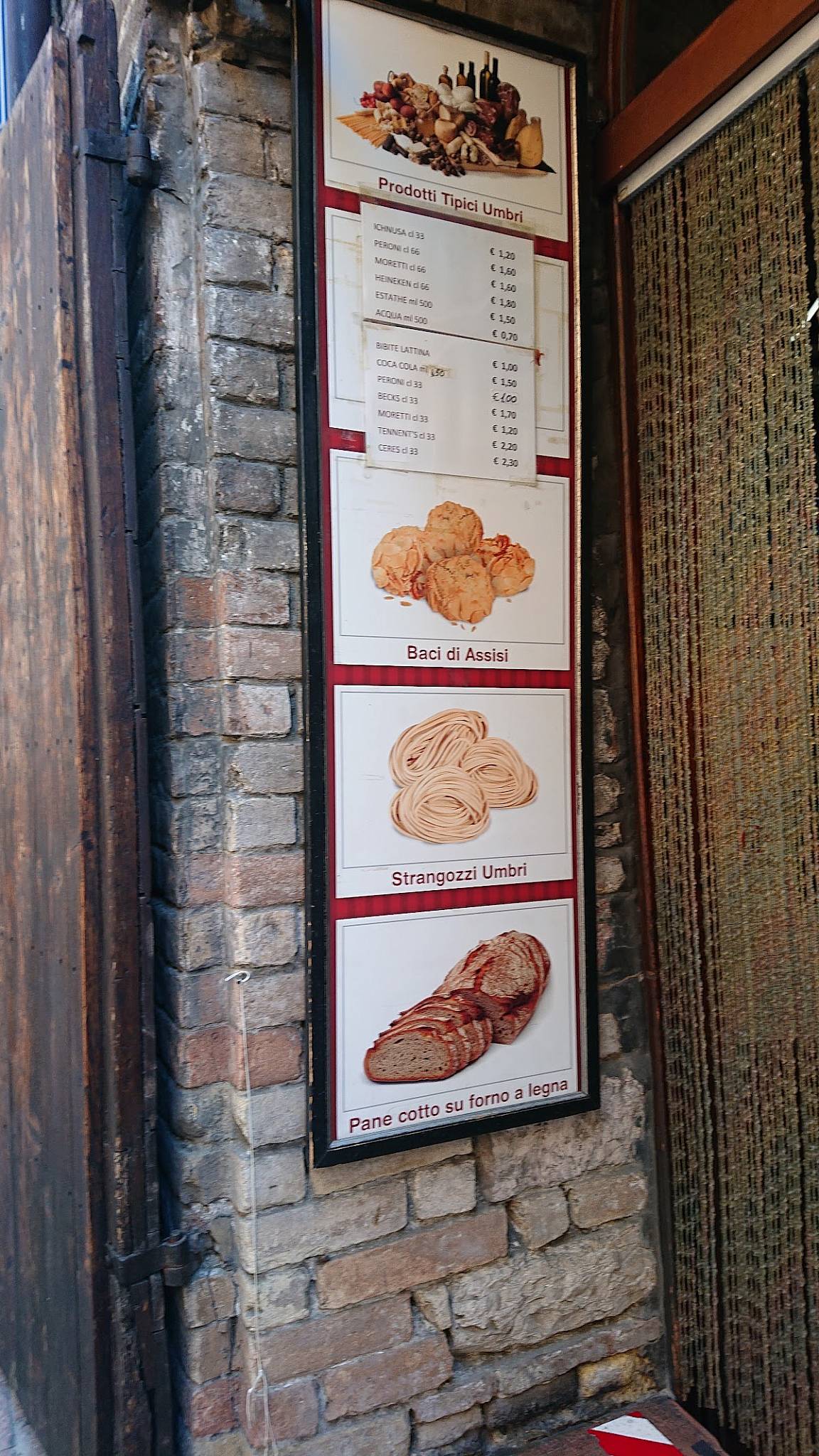 Menu at Trattoria Da Erminio restaurant, Assisi