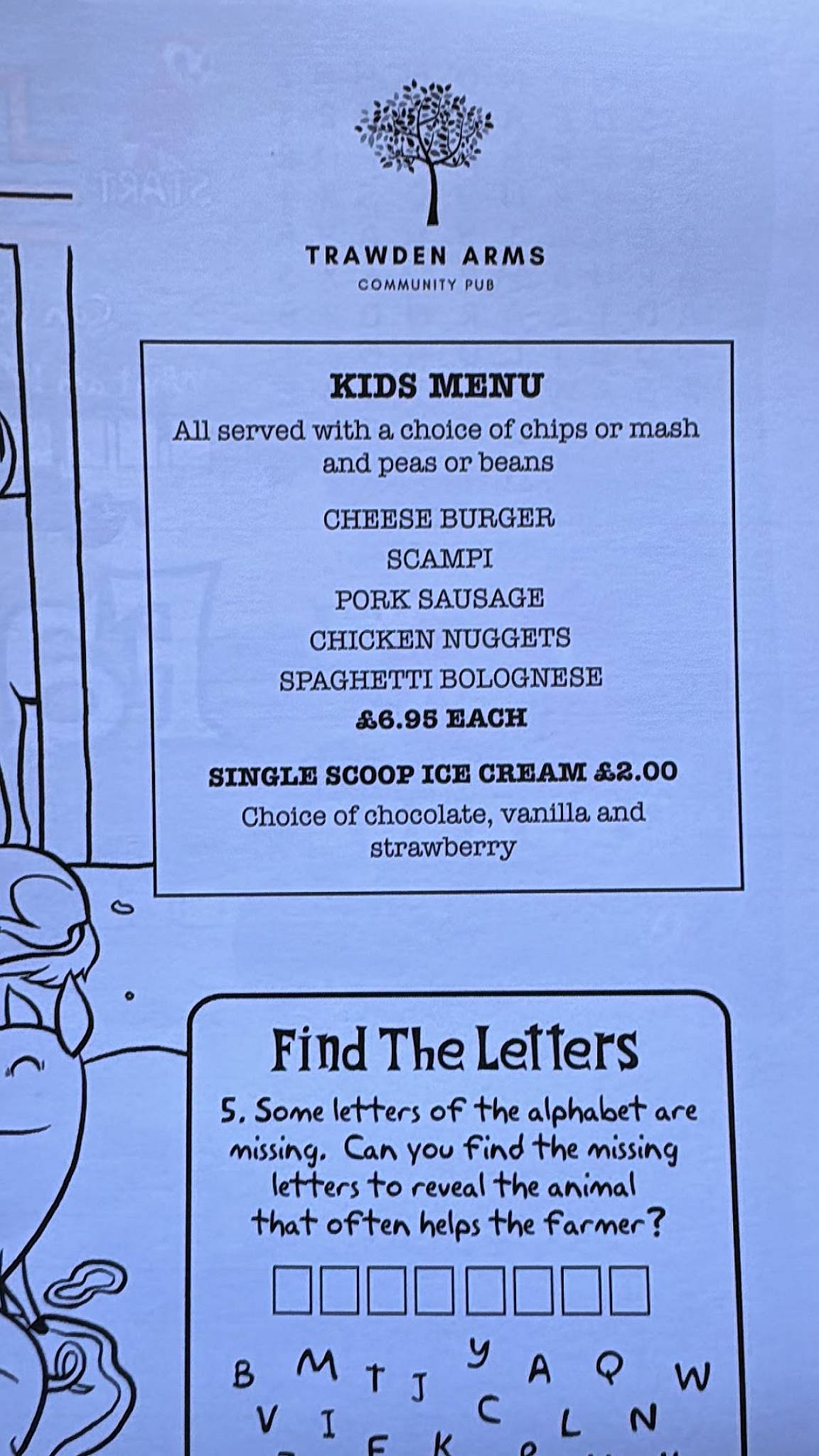Menu at Trawden Arms pub & bar, Colne
