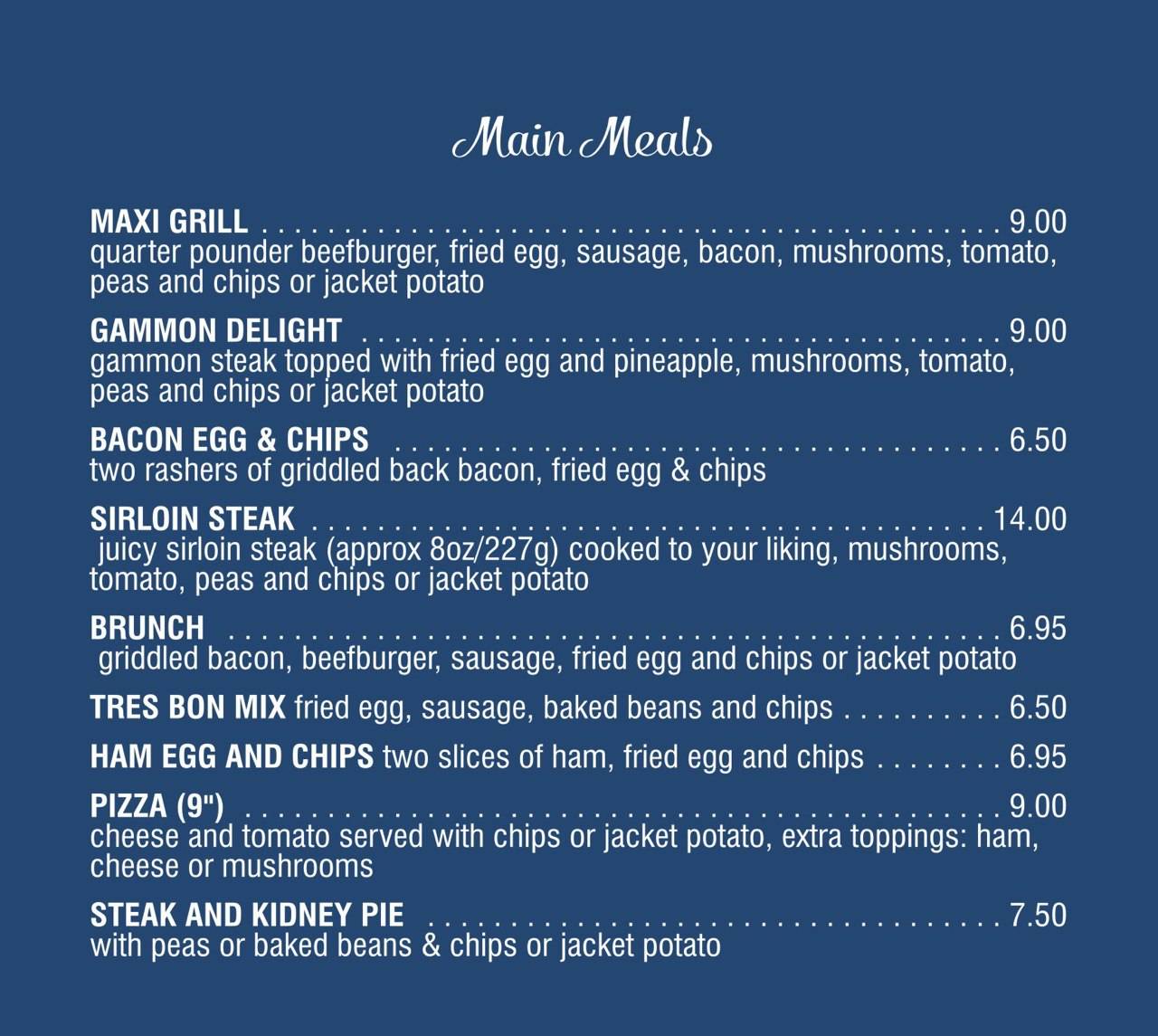 Menu at Tres Bon cafe, Lymington, 22 High St